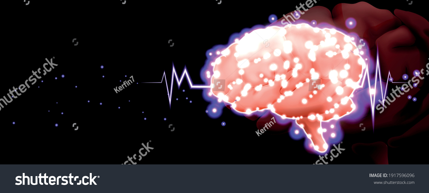 Human Brain Lights Dark Background Stock Vector (Royalty Free ...