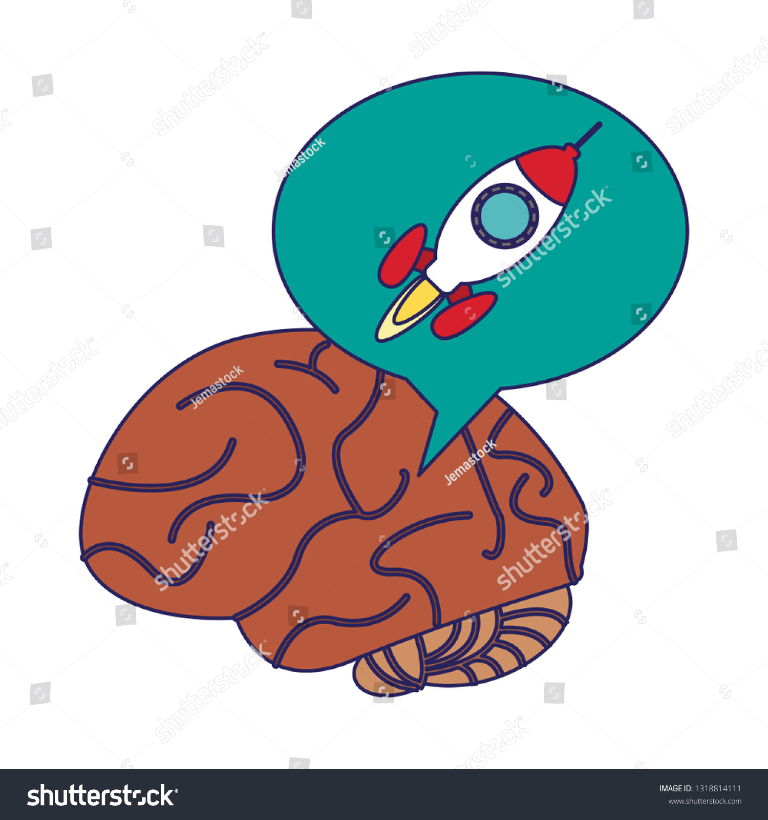 Human Brain Spaceship Bubble Stock Vector (Royalty Free) 1318814111