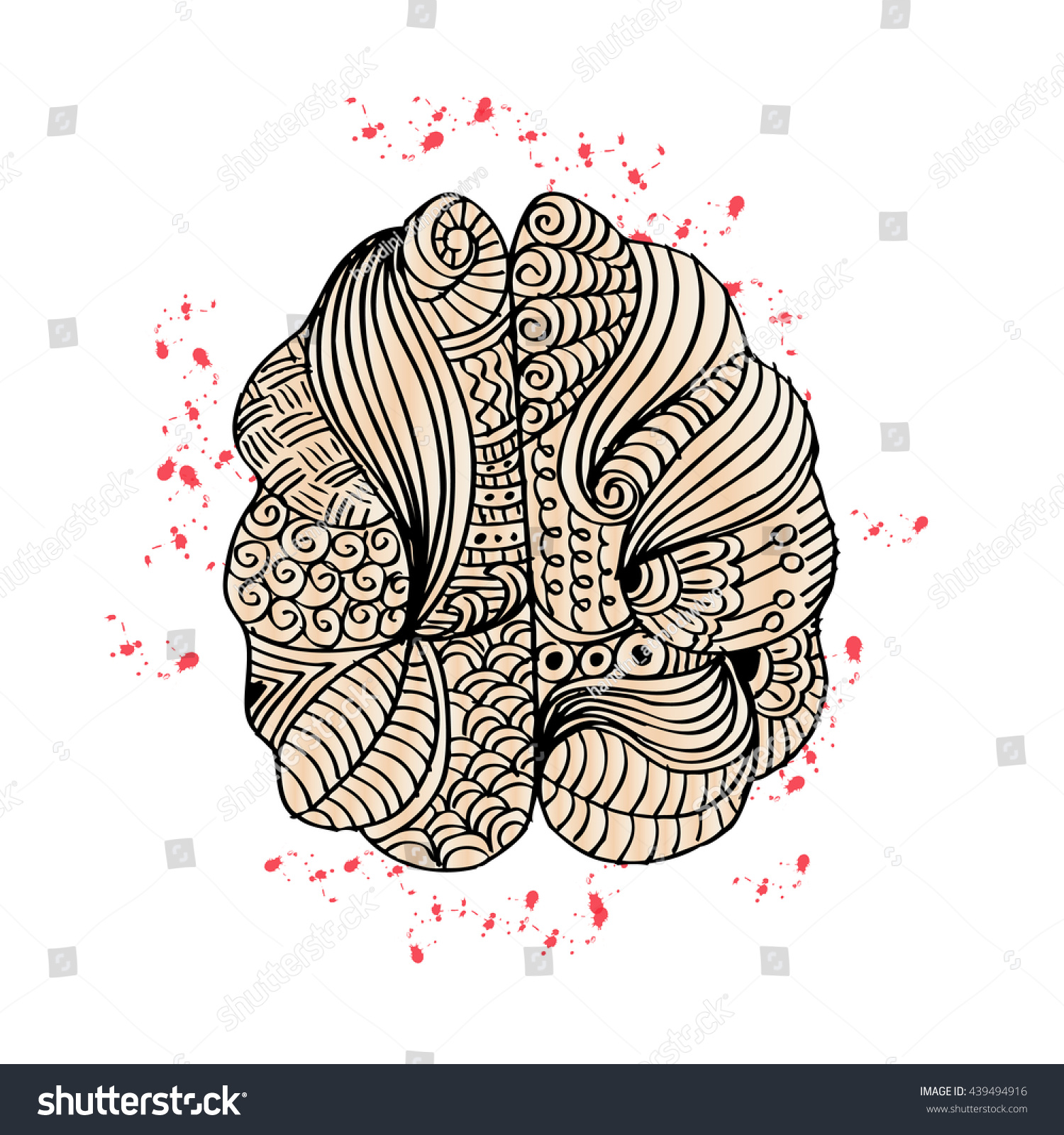 Human Brain Zentangle Style: เวกเตอร์สต็อก (ปลอดค่าลิขสิทธิ์) 439494916 ...