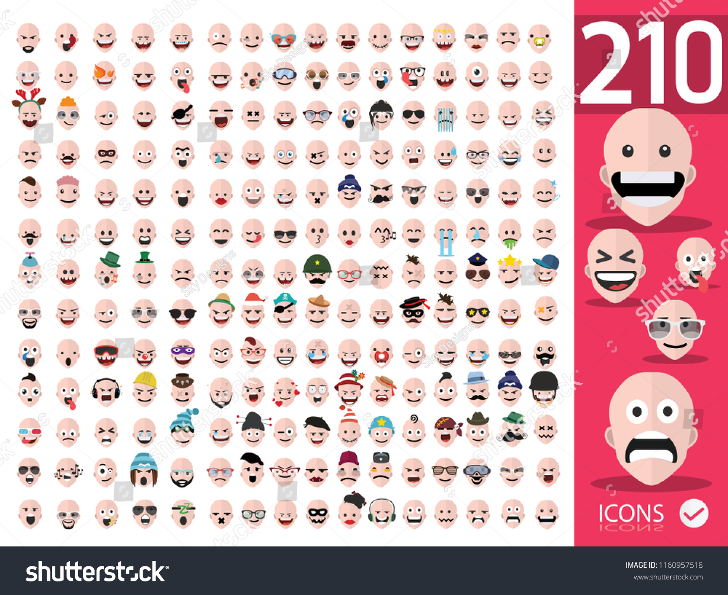 Human Emojis Emoticons Stock Vector (Royalty Free) 1160957518