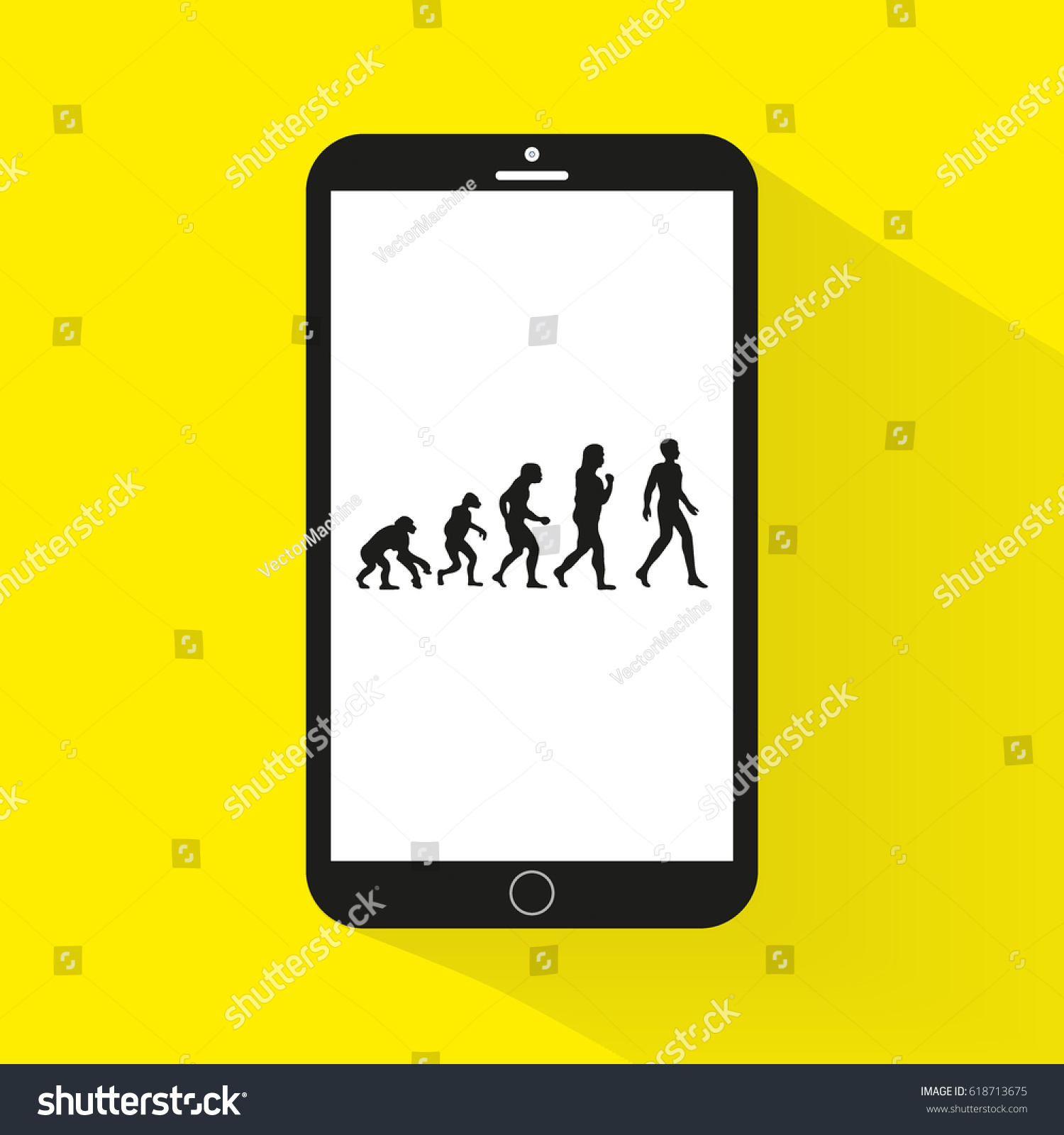Human Evolution On Display Mobile Phone: vector de stock (libre de ...
