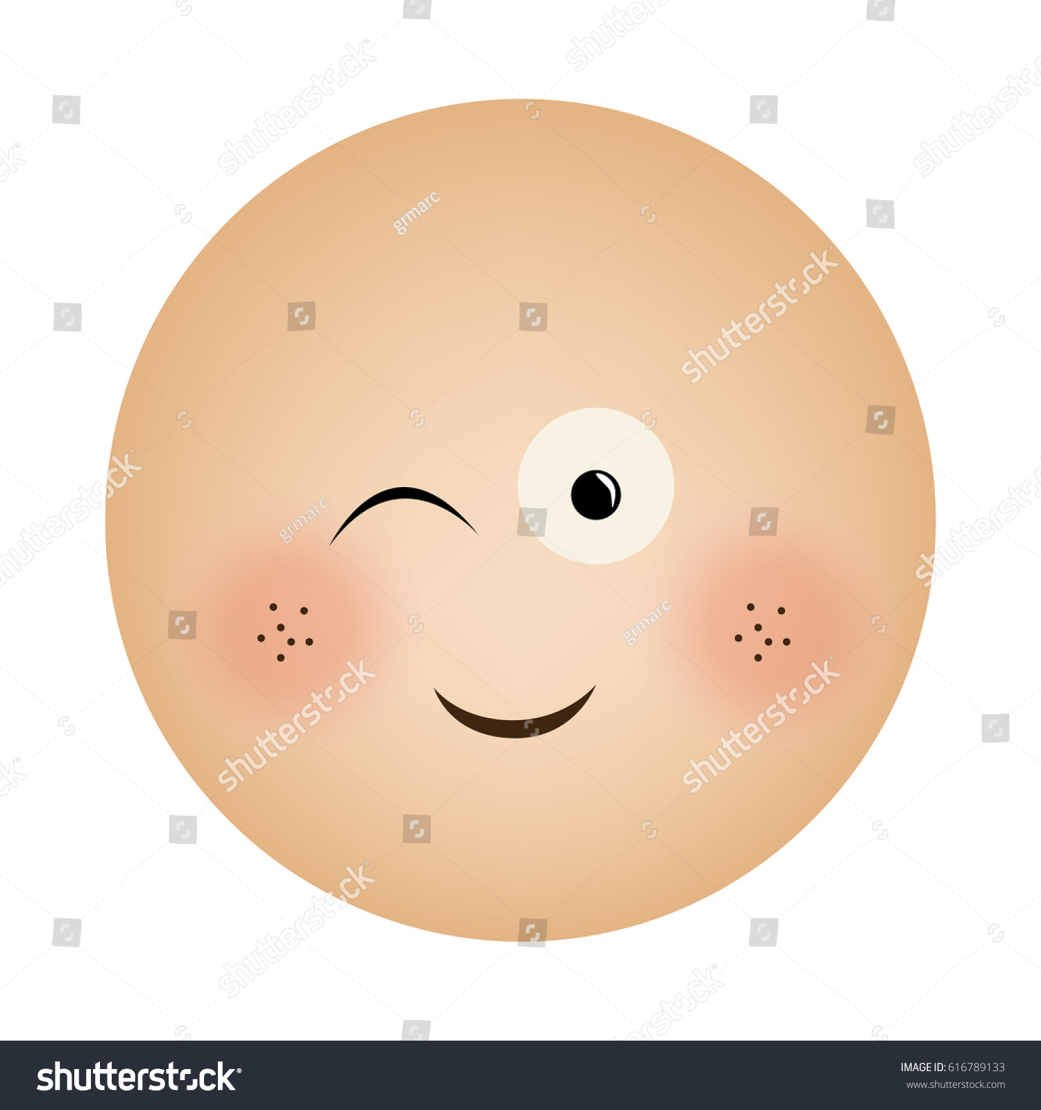 Vektor Stok Human Face Emoticon Winking Expression Vector (Tanpa ...