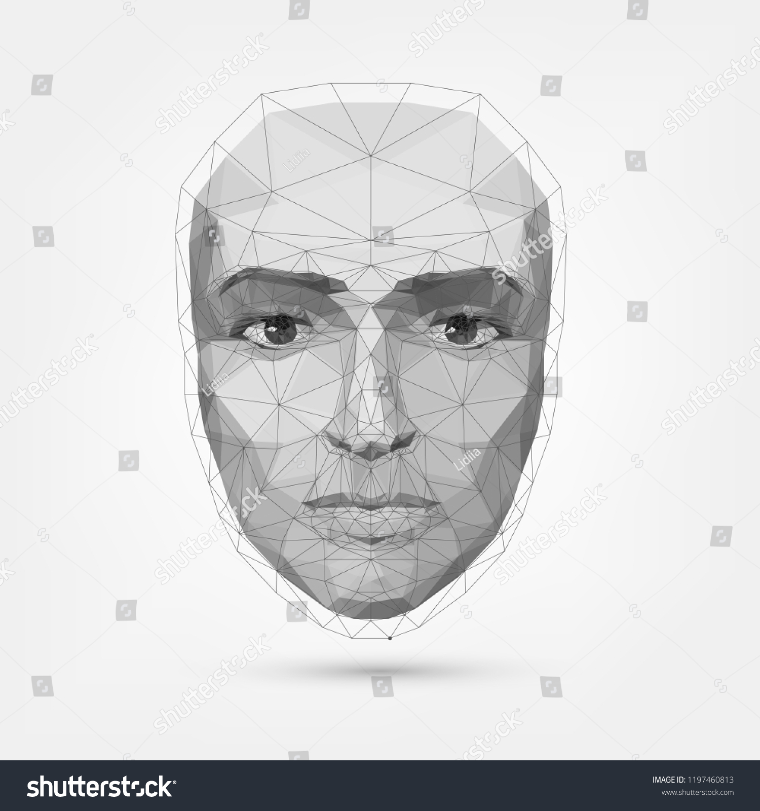 Human Face Polygonal Mesh Technology Robot Stock Vector (Royalty Free ...