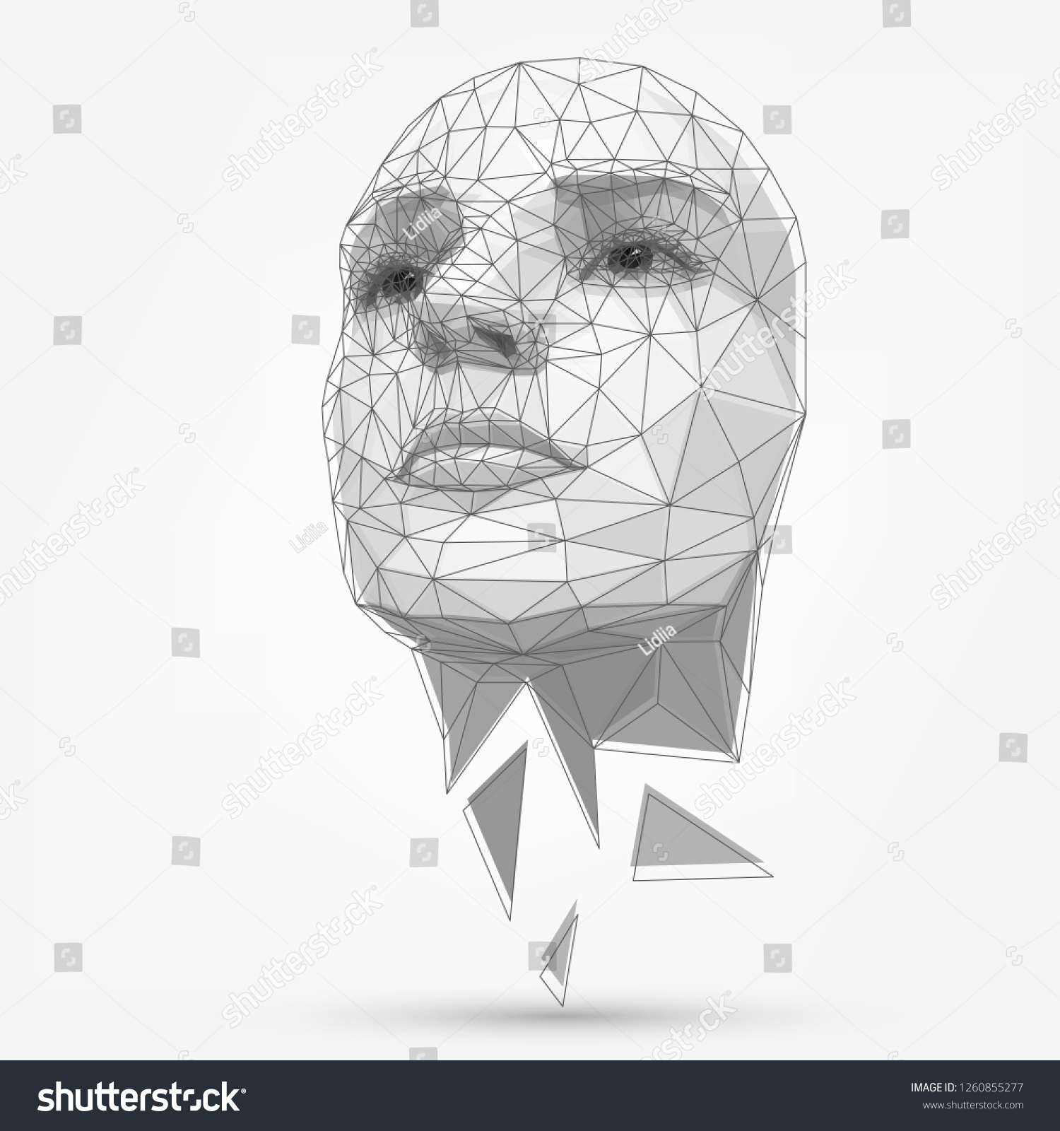 Human Face Polygonal Mesh Technology Robot Stock Vector (Royalty Free ...