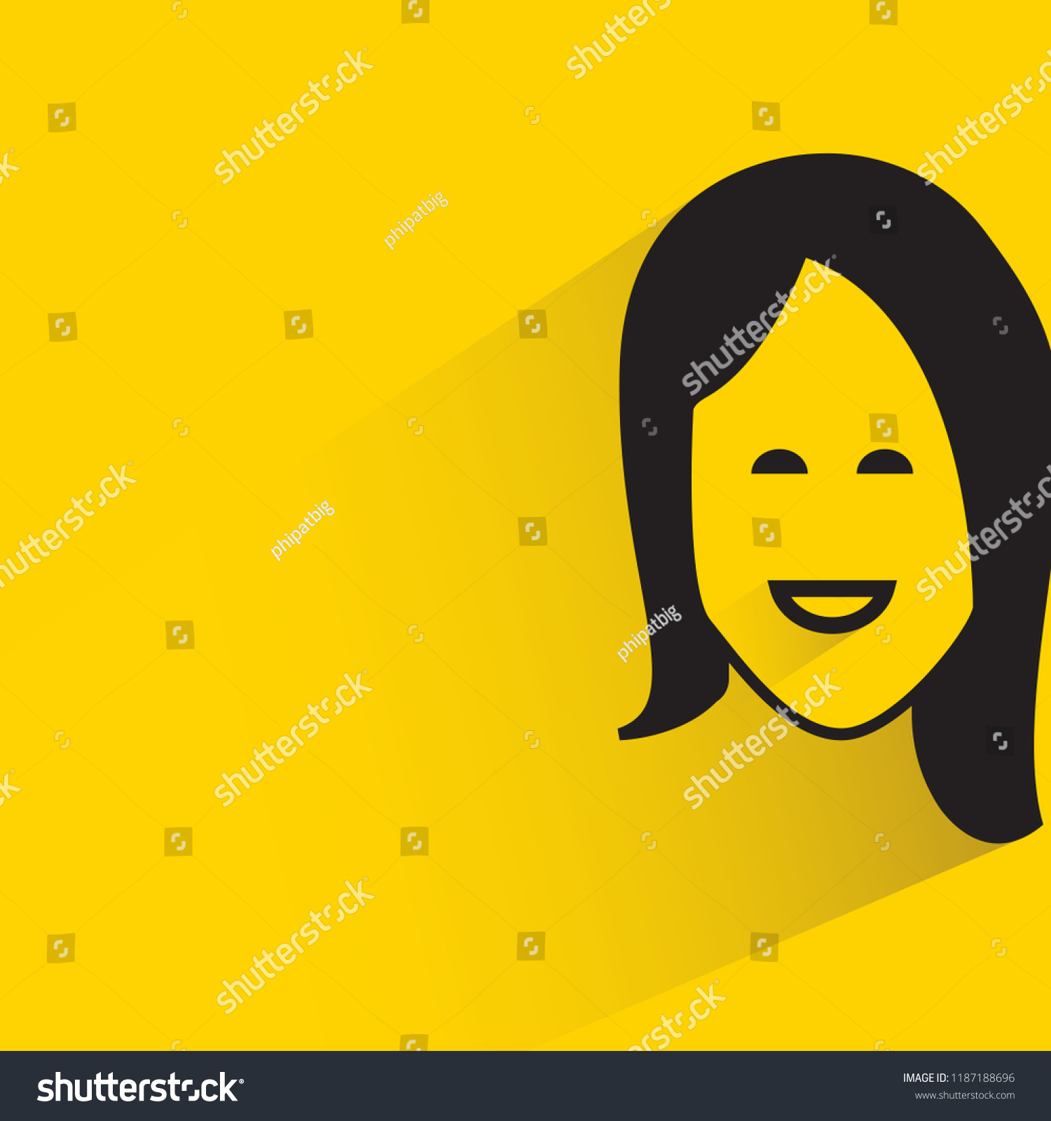 Human Face Shadow Yellow Background Stock Vector (Royalty Free) 1187188696