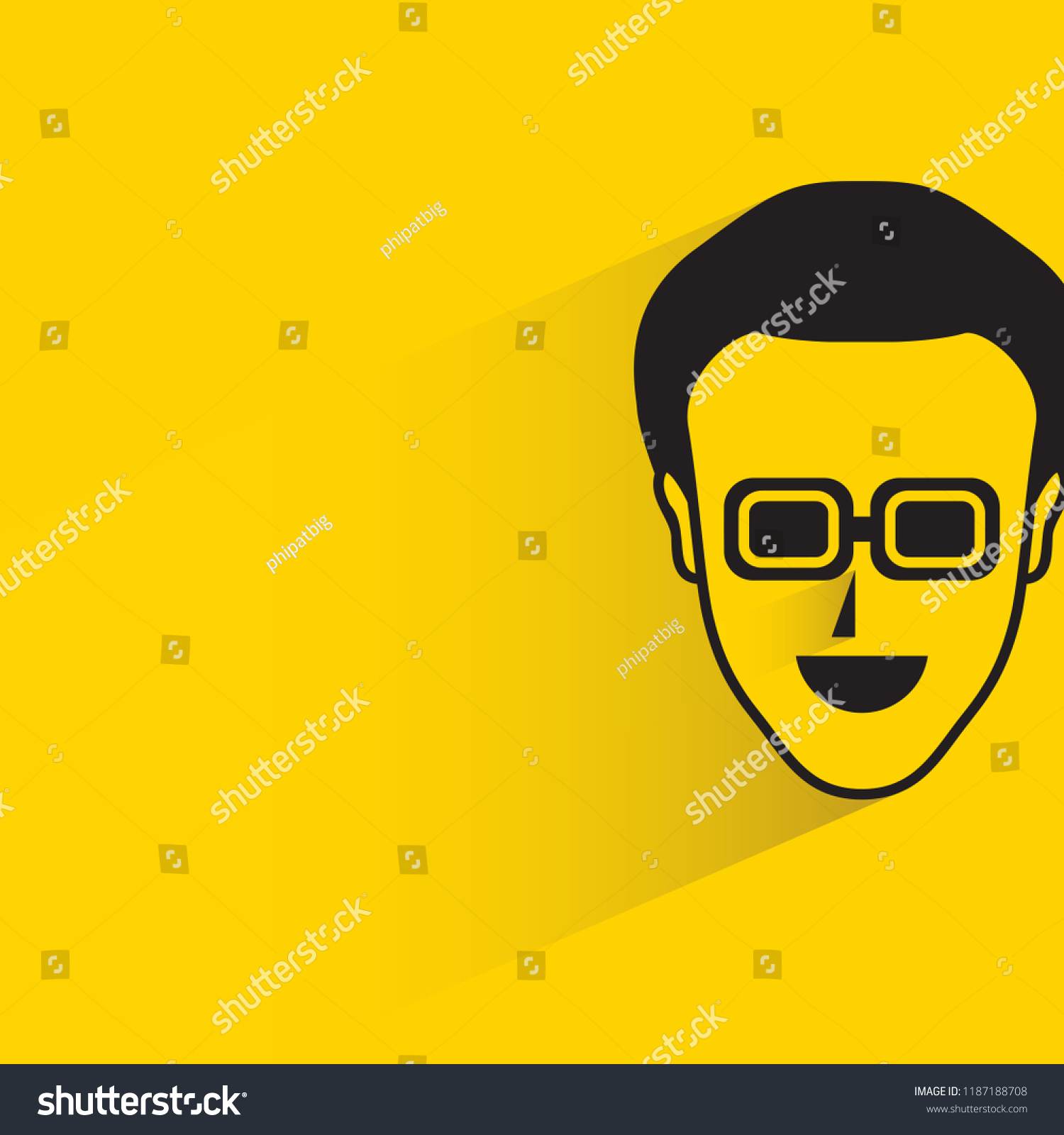 Human Face Shadow Yellow Background Stock Vector (Royalty Free) 1187188708