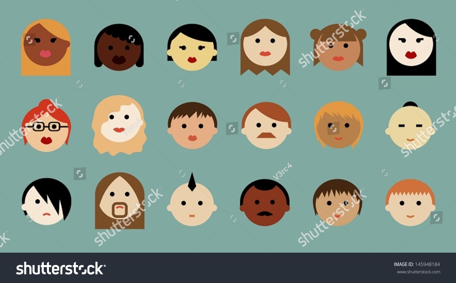 Human Faces Icons Stock Vector (Royalty Free) 145948184 | Shutterstock