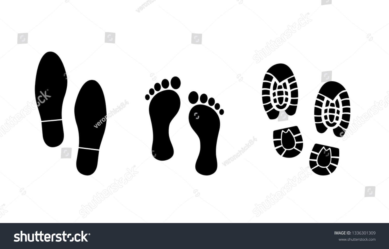 Human Footprints Icon Set Vector Stock Vector (Royalty Free) 1336301309 ...