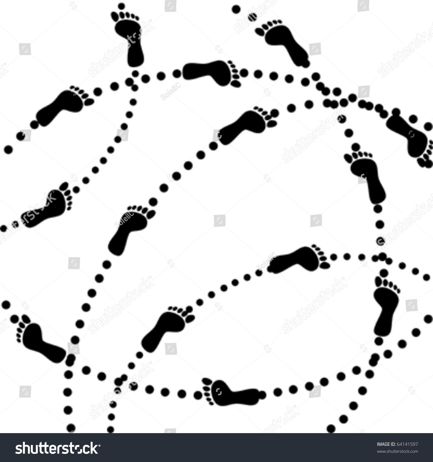 Human Footprints On Their Paths Stock Vector Illustration 64141597 ...