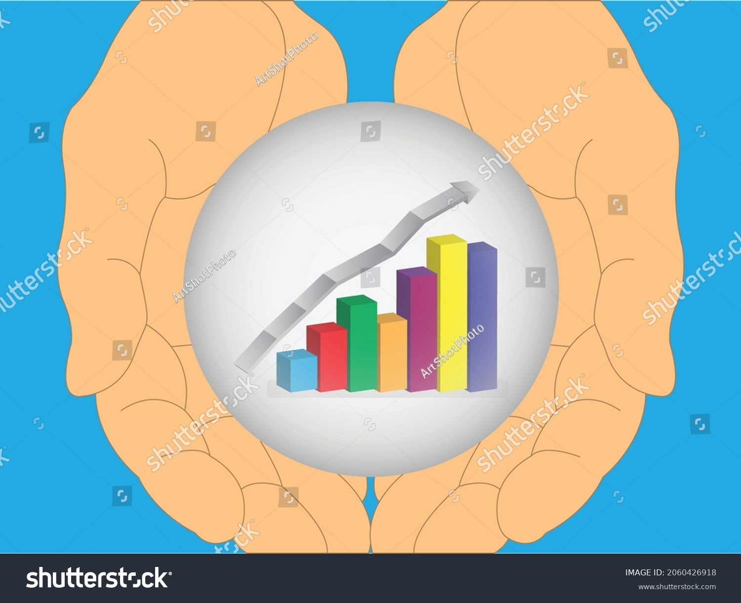 Human Hand Holding Bar Chart Stock Vector (Royalty Free) 2060426918 ...