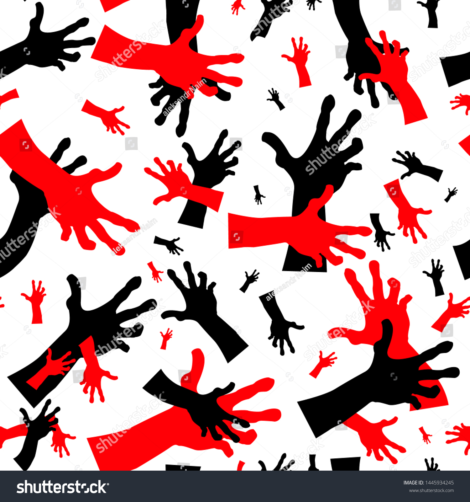 Human Hand Red Black On White Stock Vector (Royalty Free) 1445934245