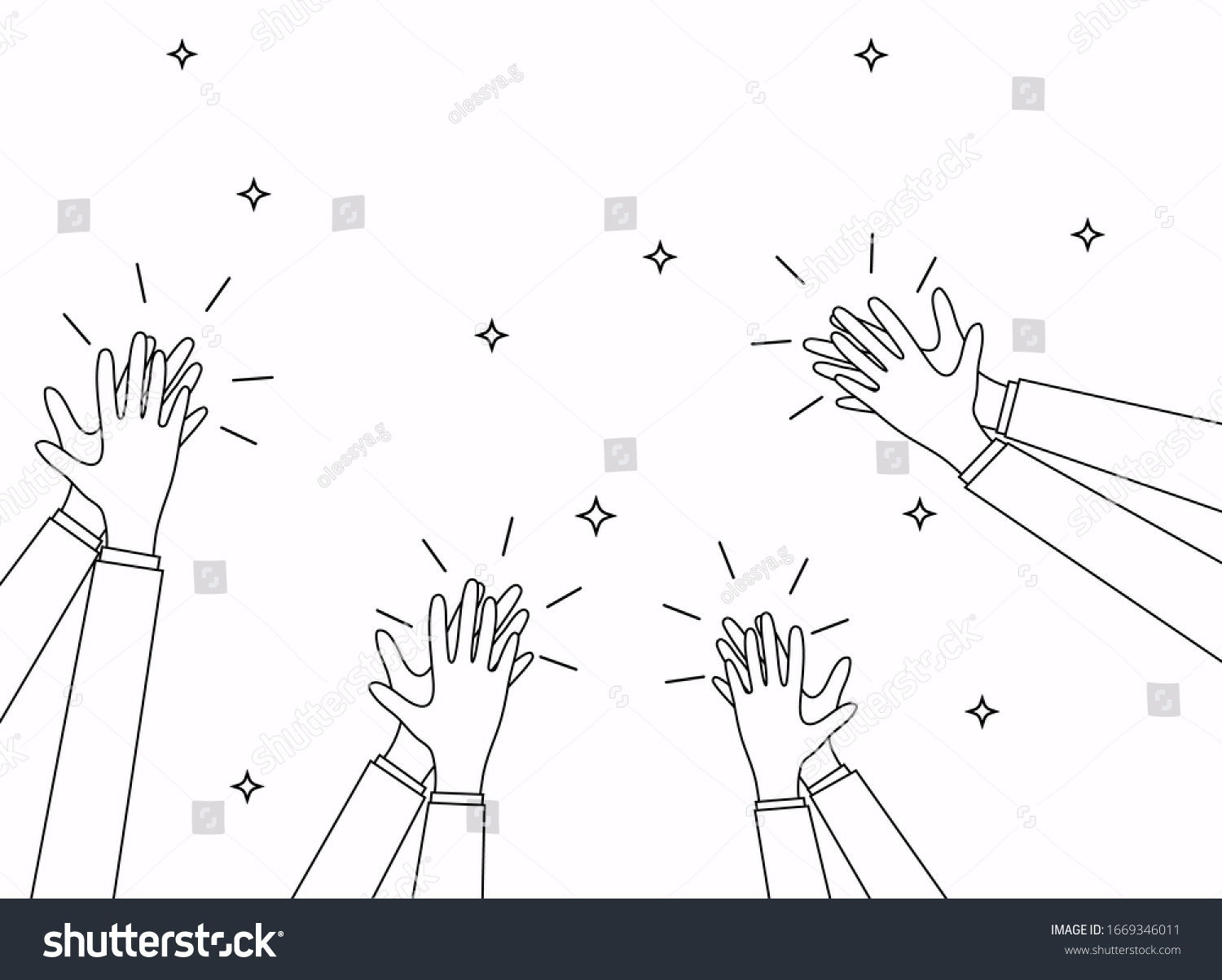 Human Hands Clapping Linear Design Flat: เวกเตอร์สต็อก (ปลอดค่า ...