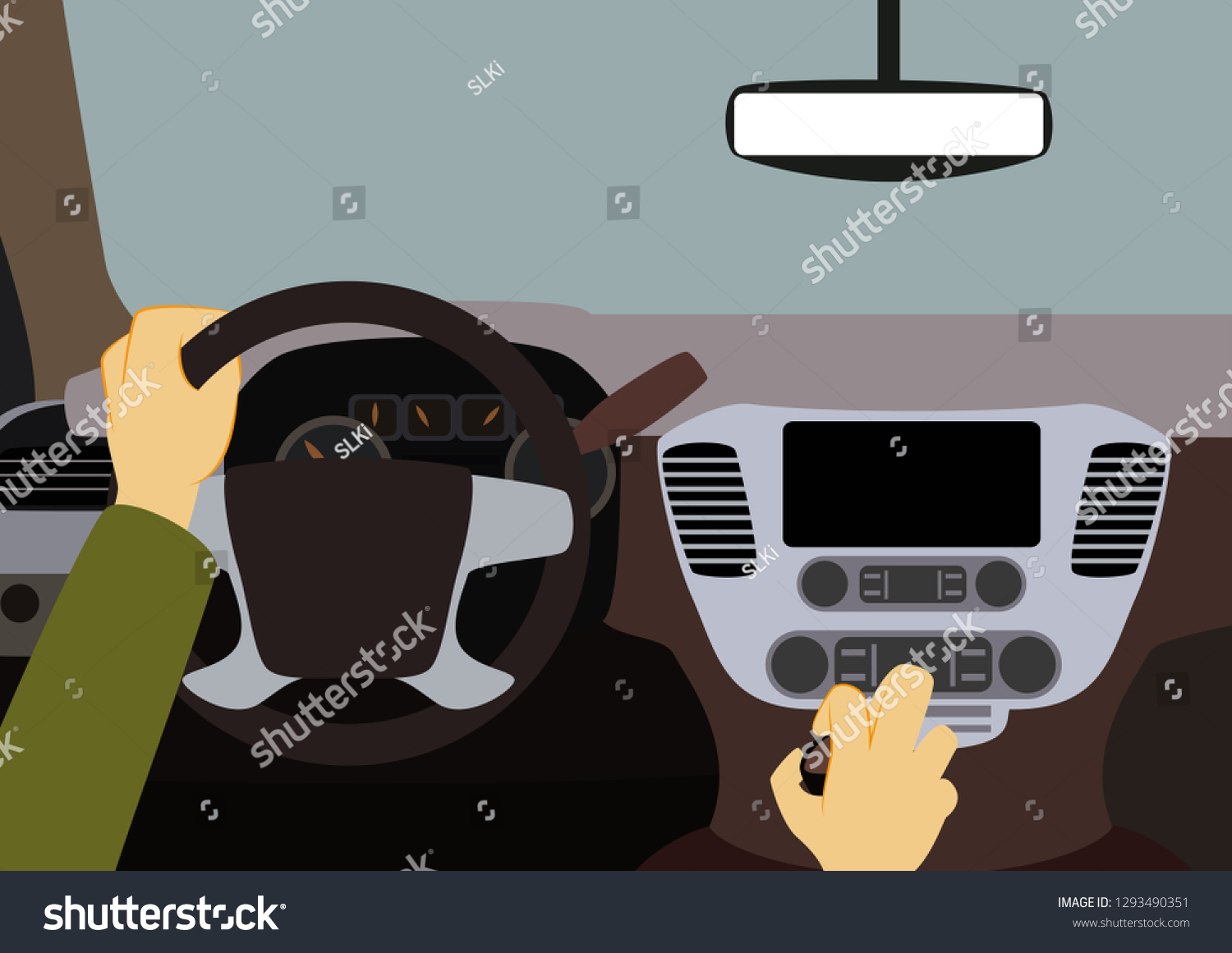 Human Hands Driving Car Stock Vector (Royalty Free) 1293490351