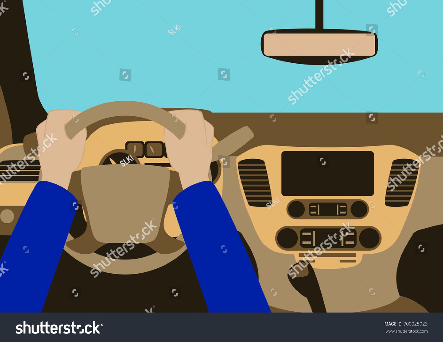 Human Hands Driving Car Stock Vector (Royalty Free) 700025923 ...