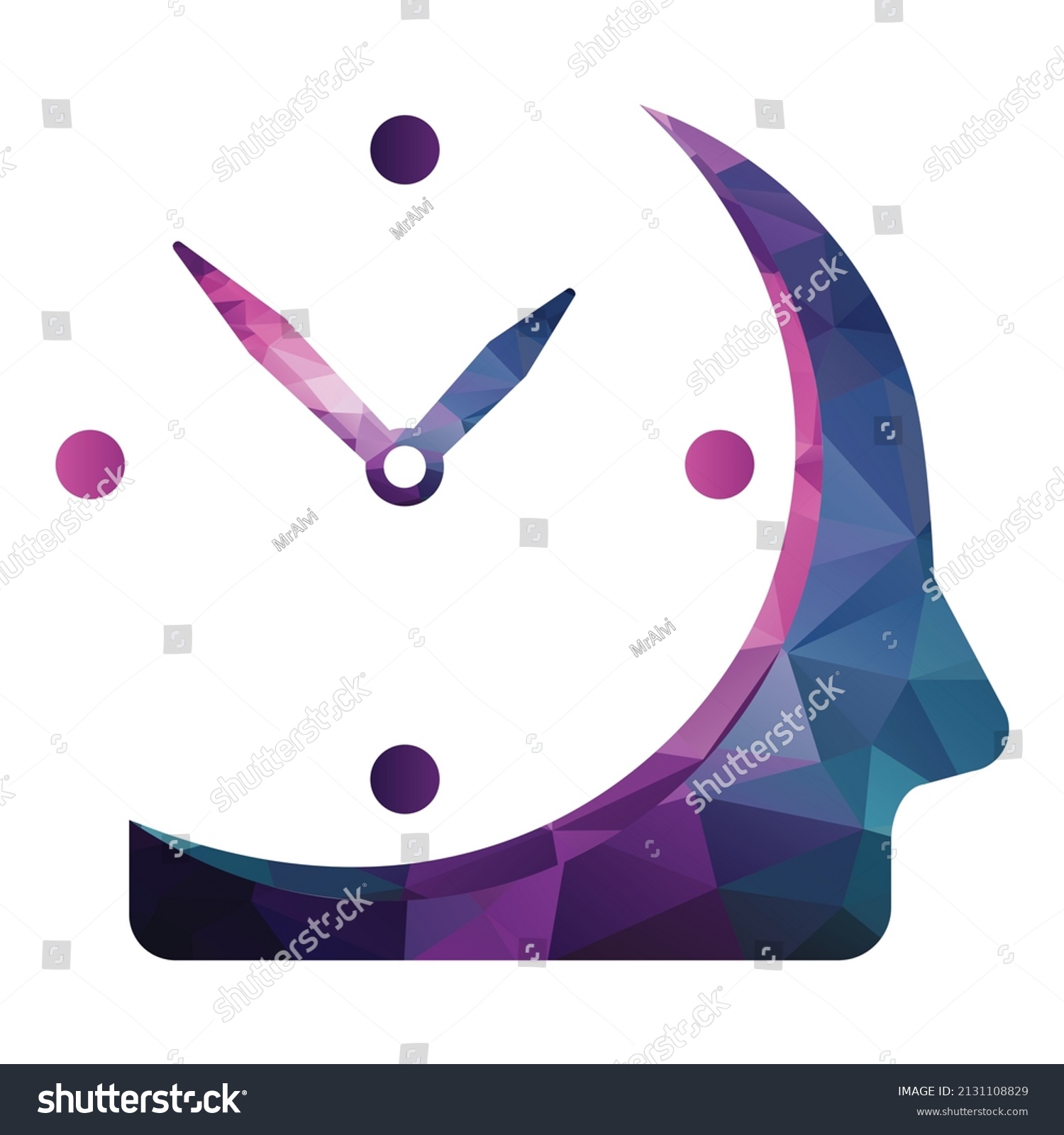 Human Head Clock Logo Template Time Stock Vector (Royalty Free ...