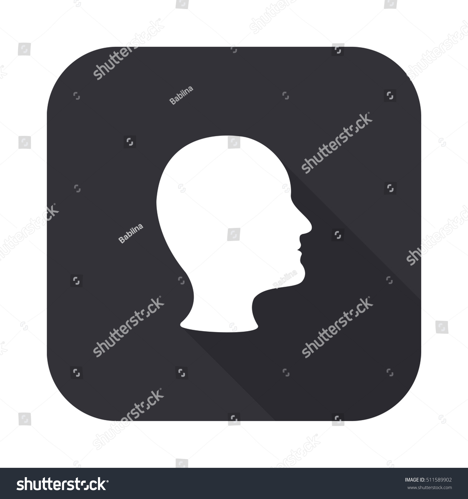 Human Head Profile Vector Icon Squared Stock Vector (Royalty Free ...