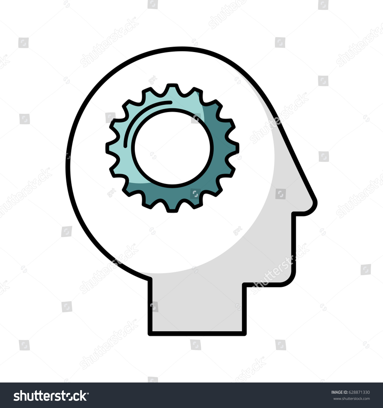 Human Head Profile Gear Stock Vector (Royalty Free) 628871330
