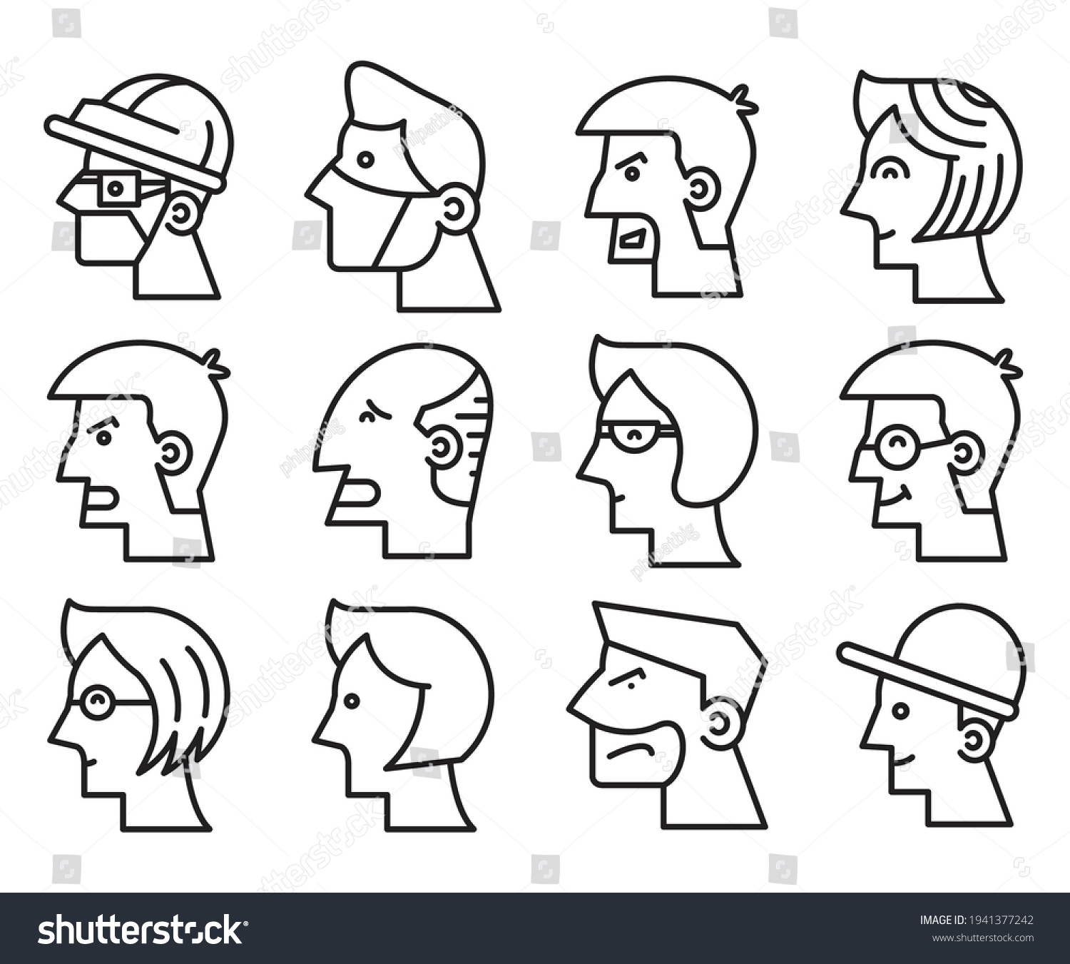 Human Head Side View Icons Vector Stock Vector (Royalty Free) 1941377242