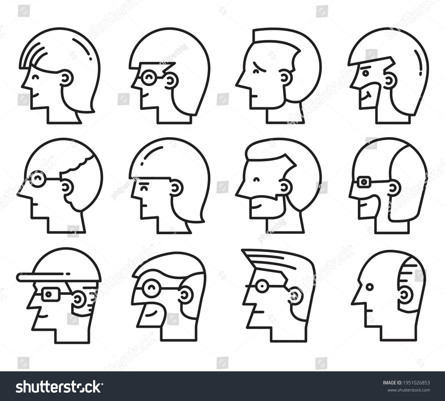 Human Head Side View Icons Vector Stock Vector (Royalty Free ...