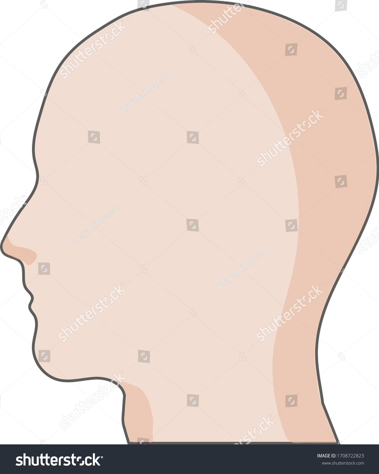 Human Head Side View Vector Illustration: เวกเตอร์สต็อก (ปลอดค่า ...