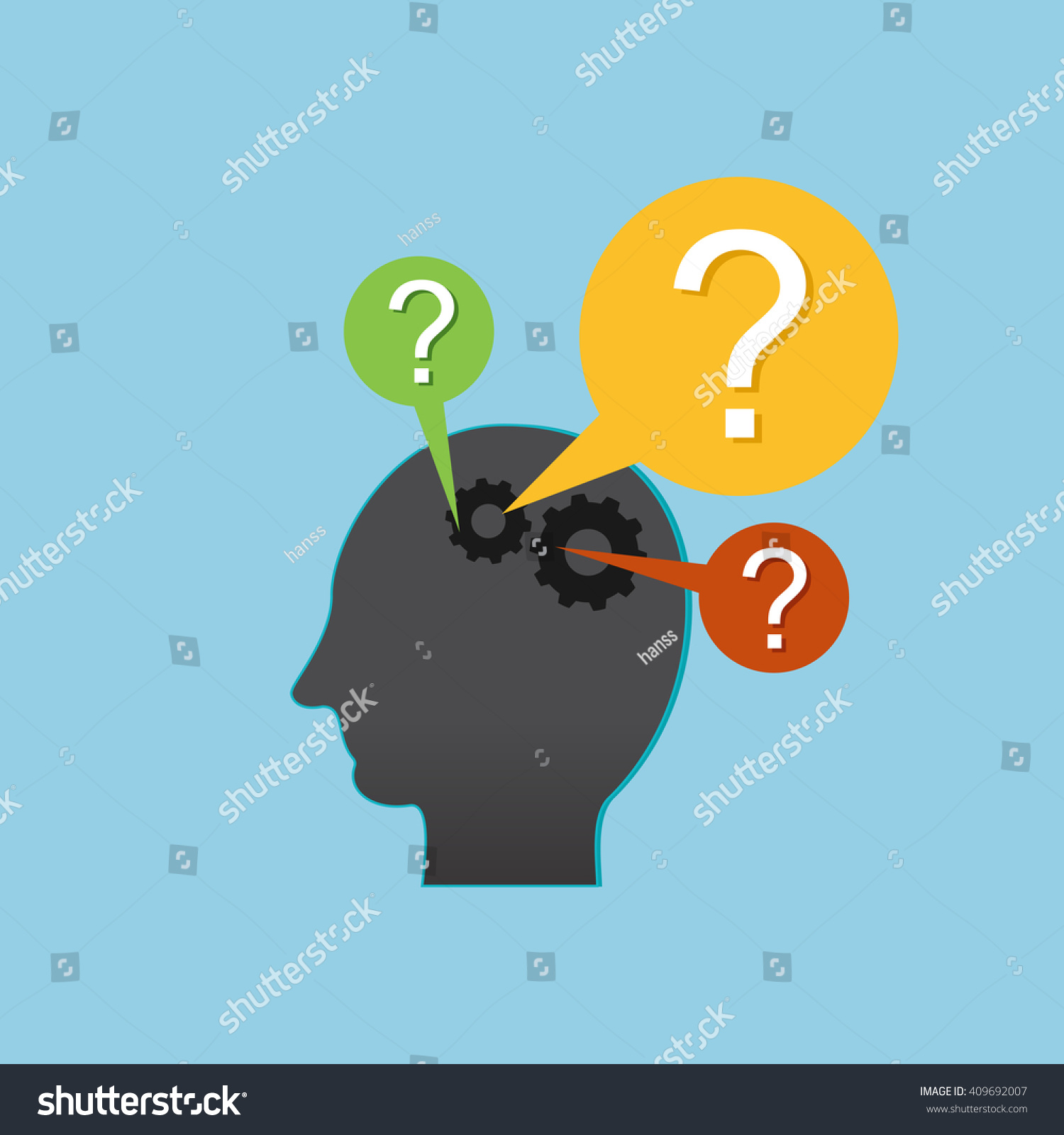 Human Head Thinking Man Head Gears Stock Vector (Royalty Free) 409692007