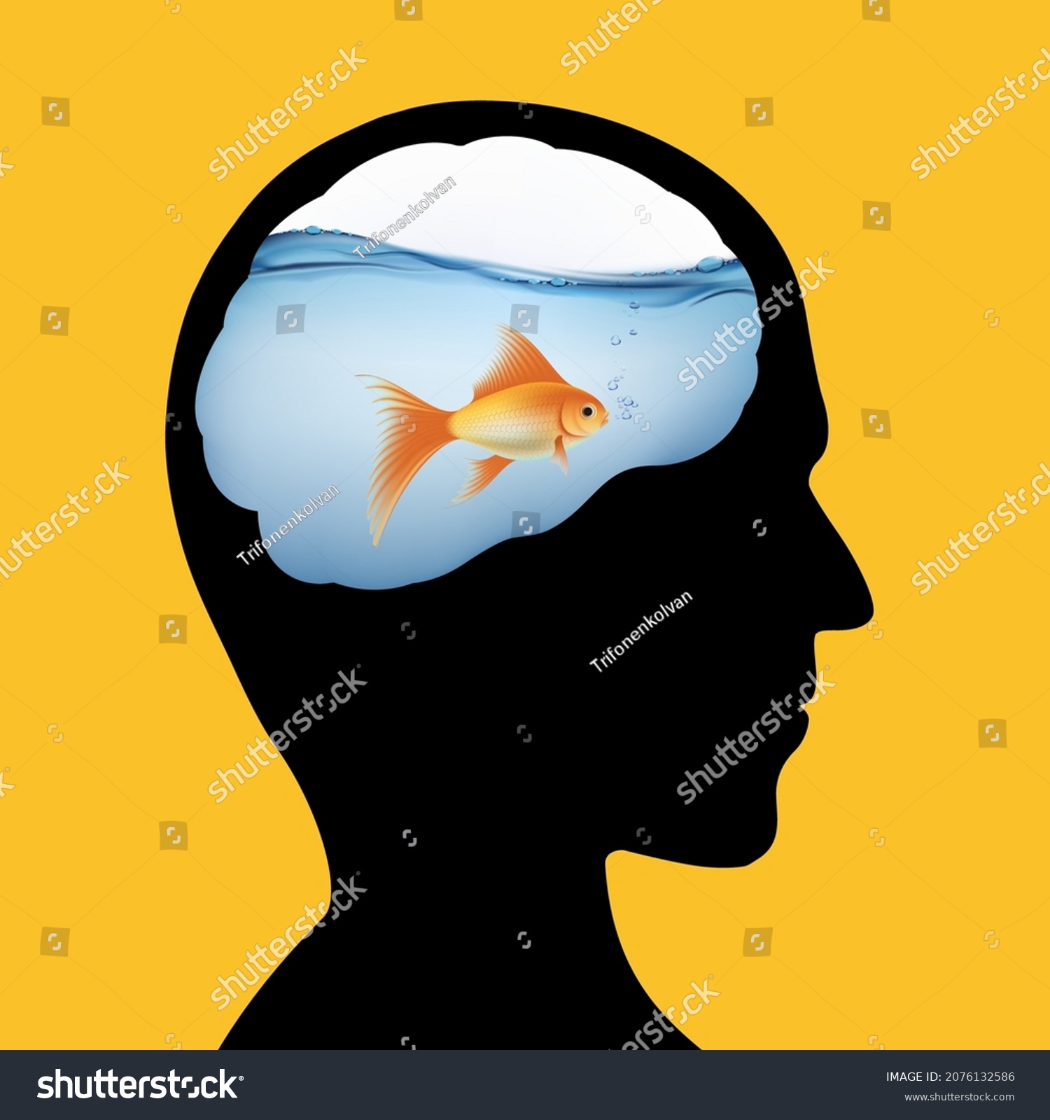 Human Head Fish Inside Vector Illustration Stock Vector (Royalty Free ...