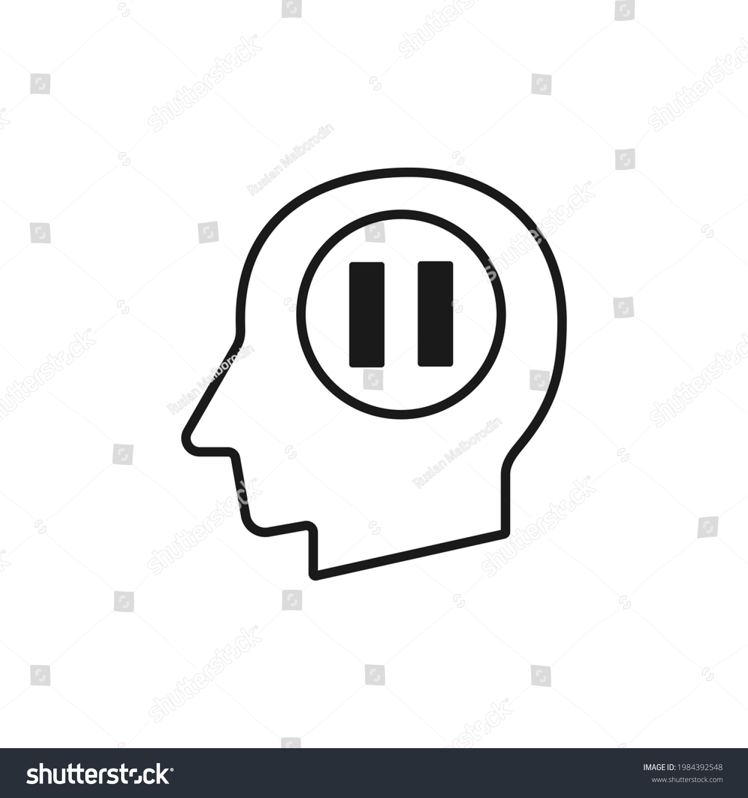 Human Head Pause Button Silhouette Vector Stock Vector (Royalty Free ...