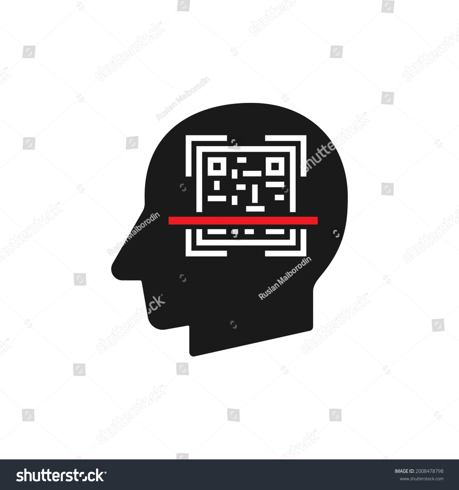 Human Head Scan Qr Code Silhouette Stock Vector (Royalty Free ...