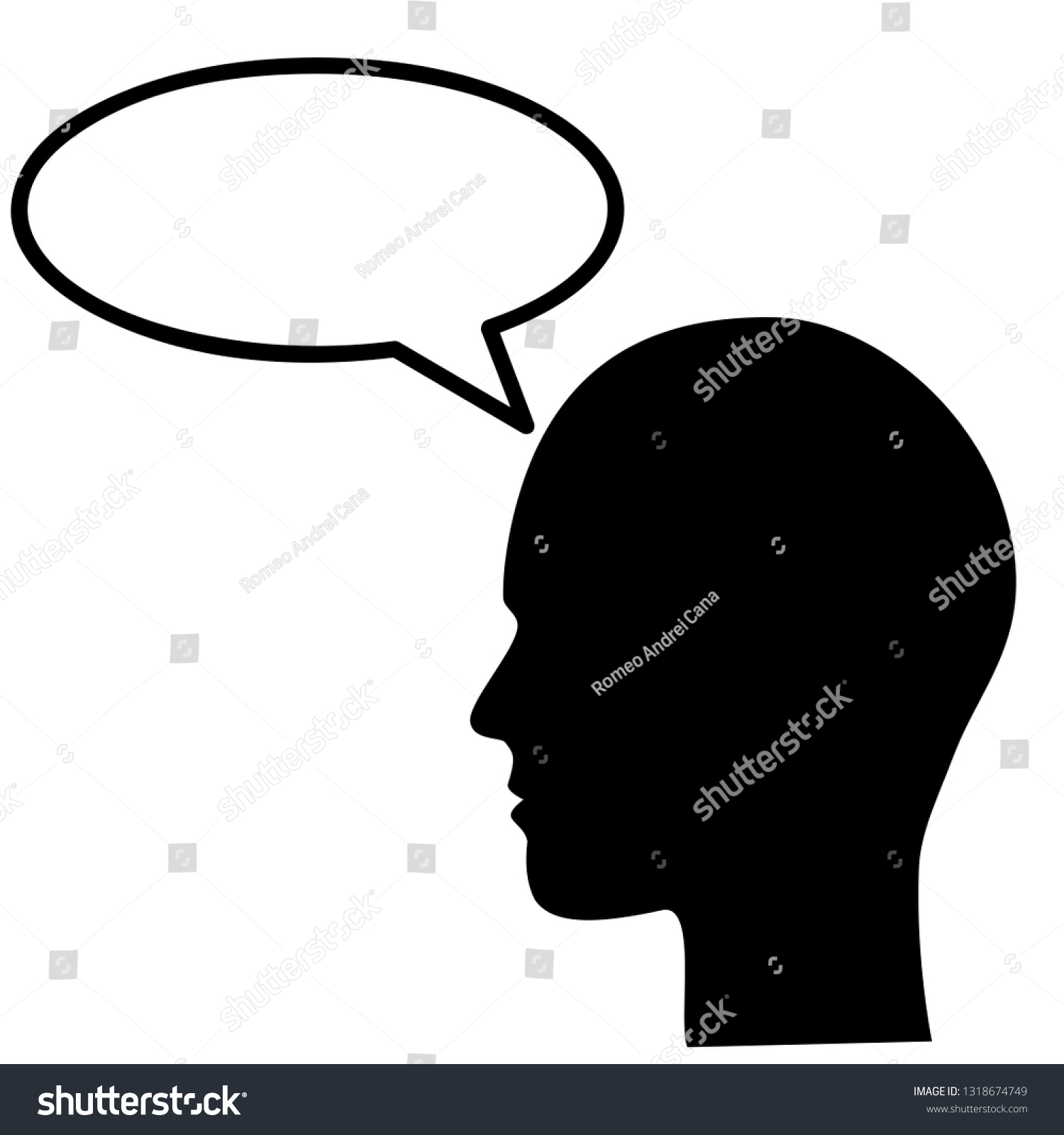 「Human Head Speech Bubble Vector Illustration」のベクター画像素材（ロイヤリティフリー ...