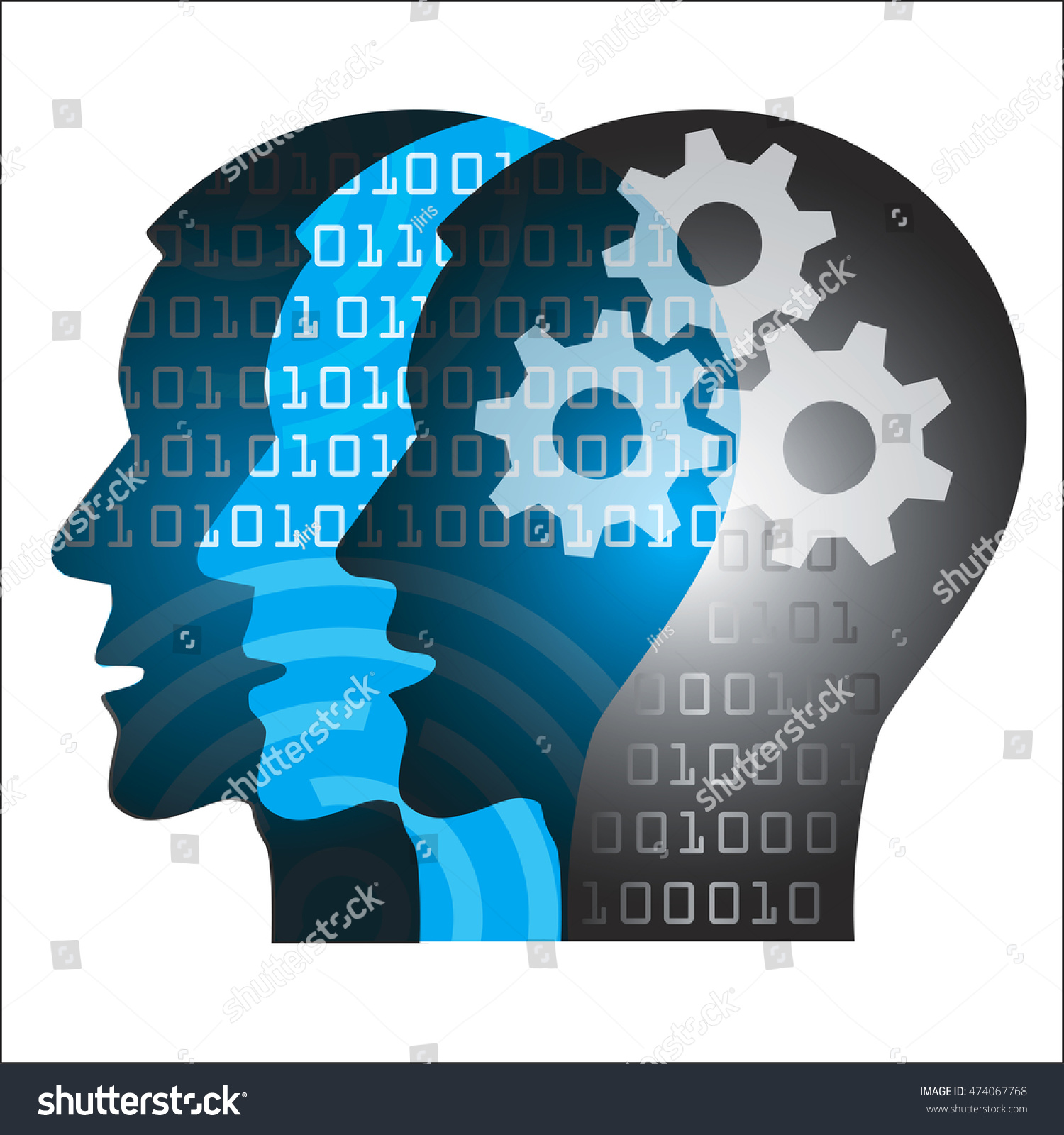 Human Heads Binary Codes Three Male Stock Vector (Royalty Free) 474067768