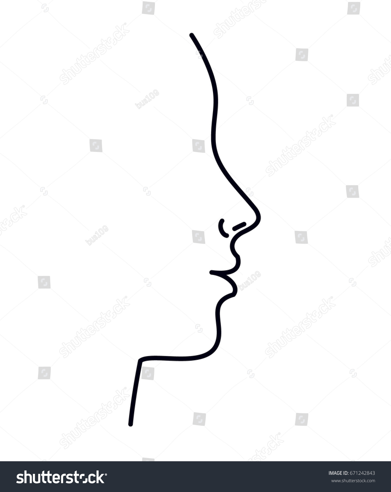 Human Line Profile Vector Illustration 库存矢量图（免版税）671242843 | Shutterstock
