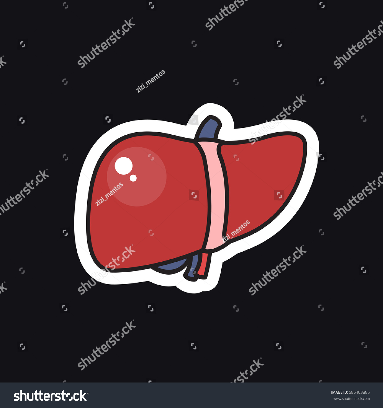 Human Liver Sticker Vector Illustration Stock Vector (Royalty Free ...