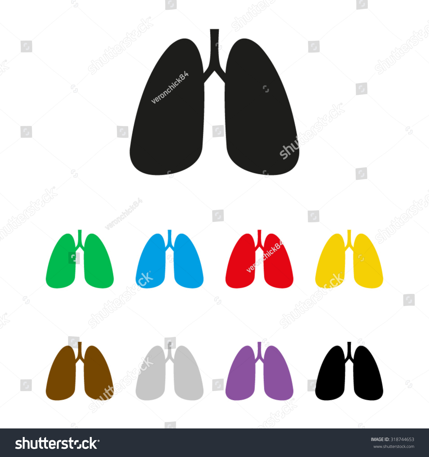 Human Lung Black Vector Icon Stock Vector (Royalty Free) 318744653