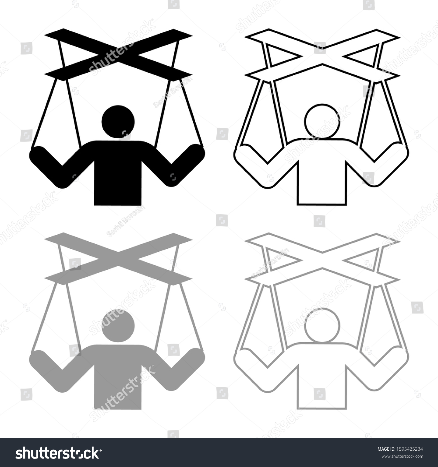 Human Manipulation Concept Puppet Stick Man: เวกเตอร์สต็อก (ปลอดค่า ...