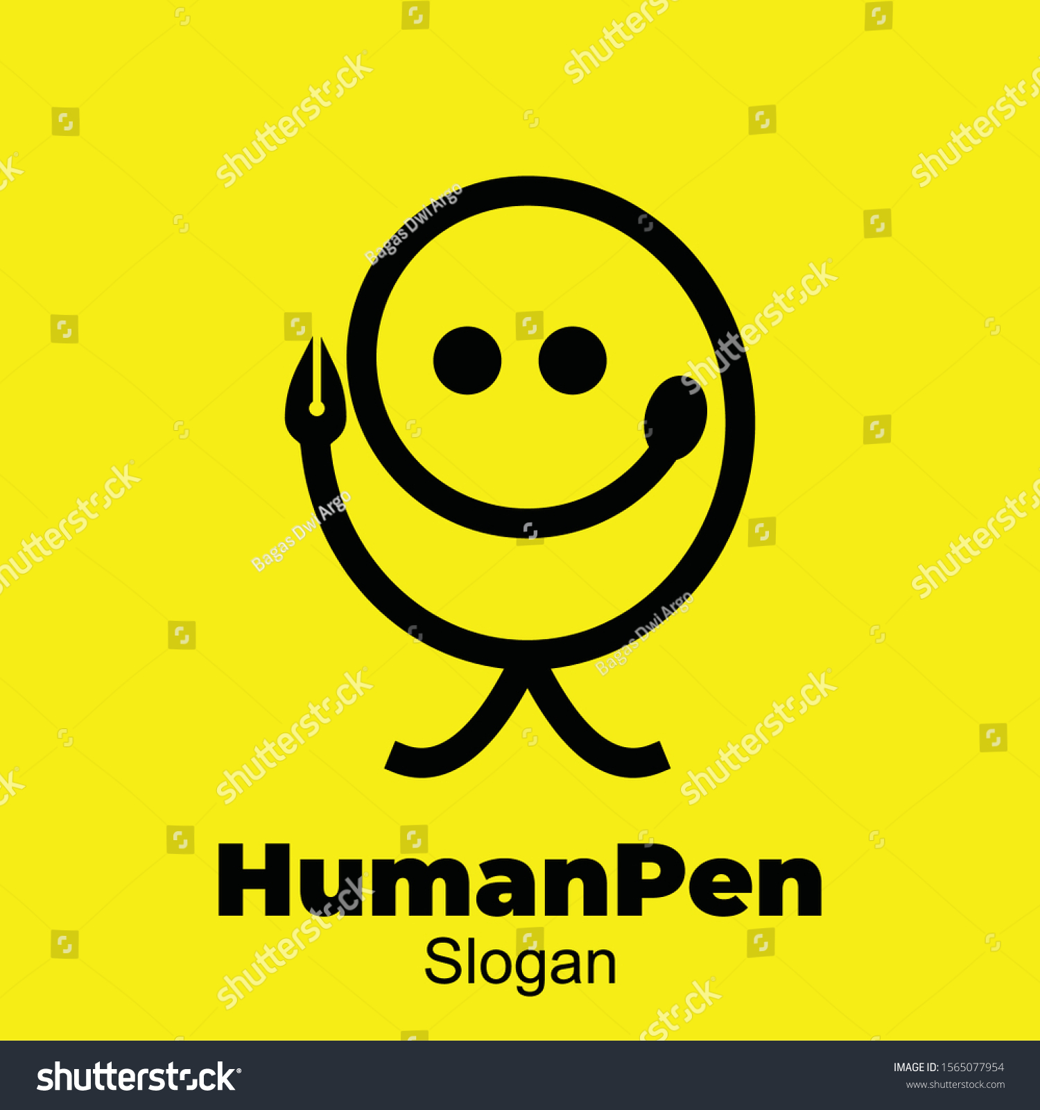 Human Pen Logo Design Template Stock Vector (Royalty Free) 1565077954 ...