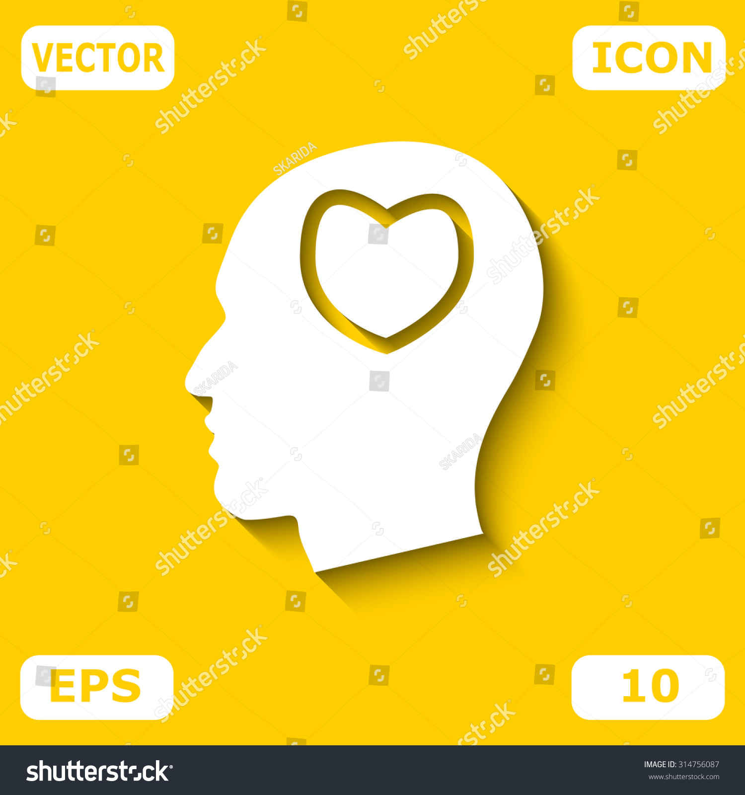 Human Profile Heart Vector Icon Stock Vector (Royalty Free) 314756087 ...