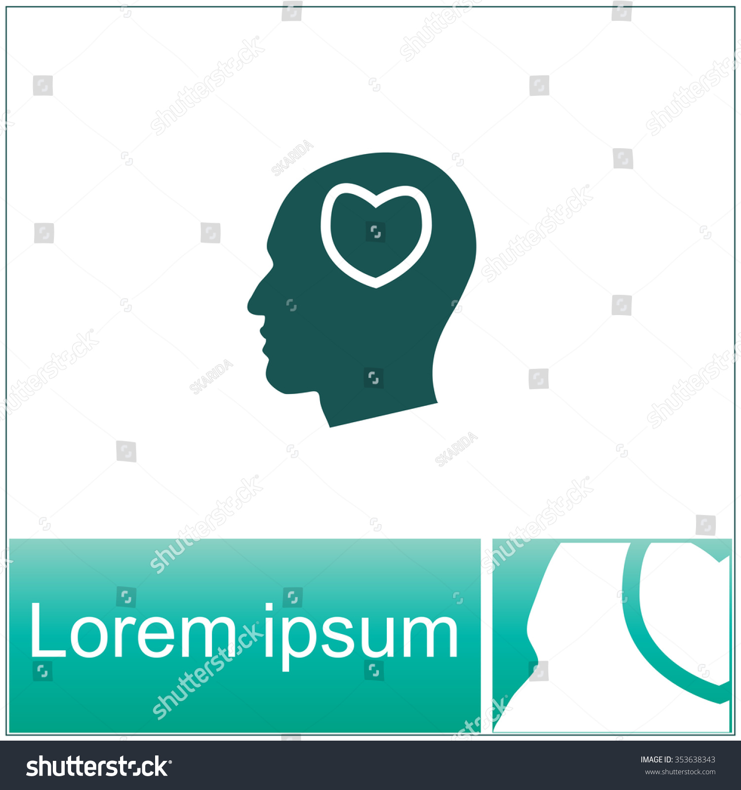 Human Profile Heart Vector Icon Stock Vector (Royalty Free) 353638343 ...