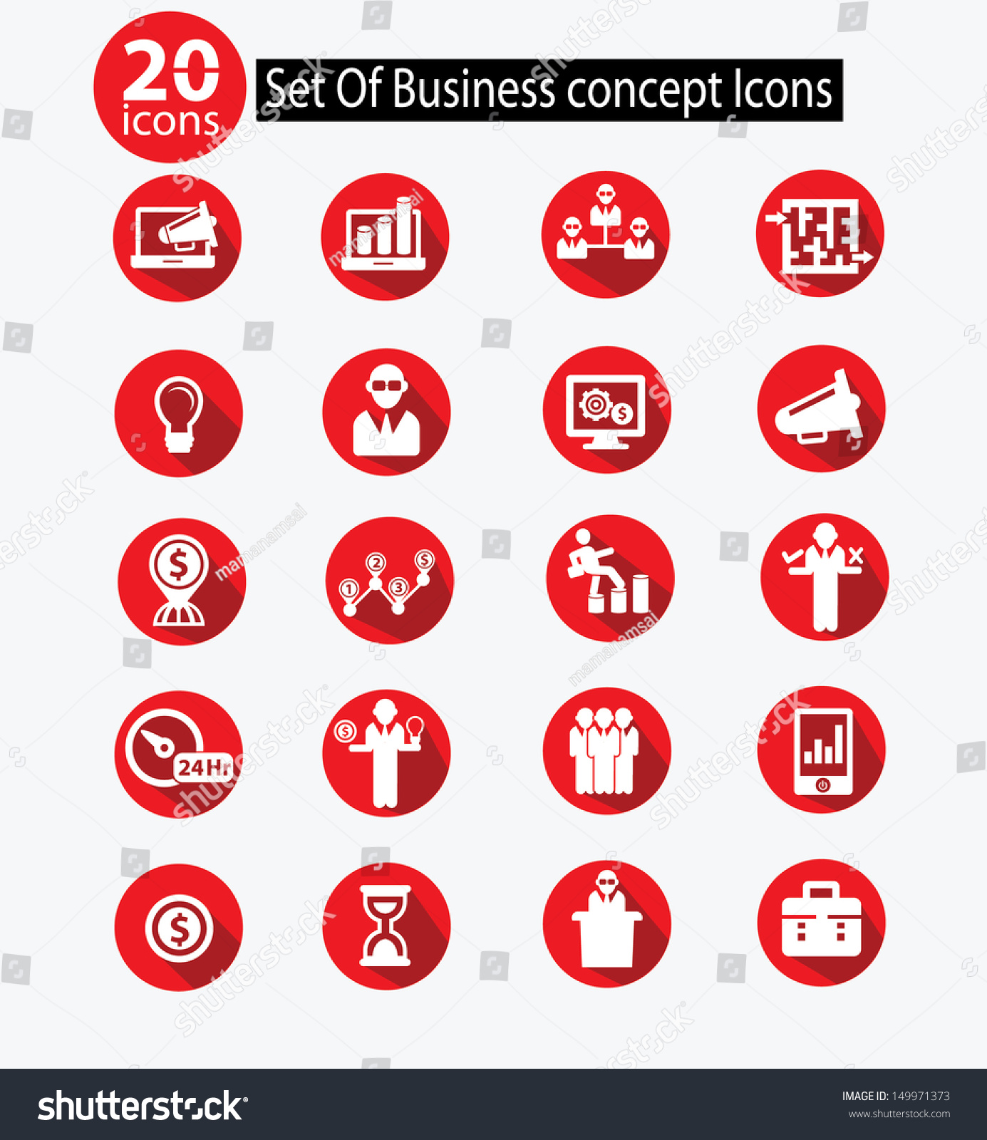 Human Resourcebusiness Concept Iconsred Versionvector Stock Vector ...