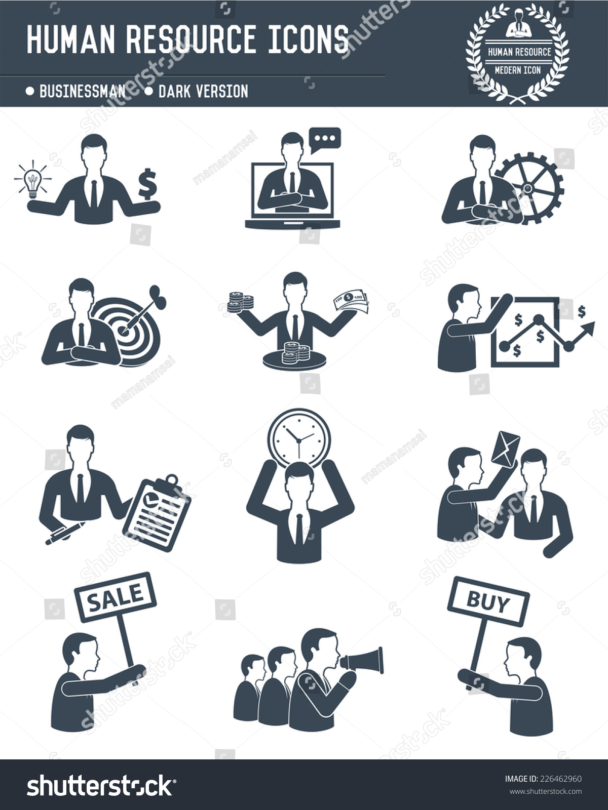 Human Resourcebusiness Concept On White Backgrounddark Stock Vector ...
