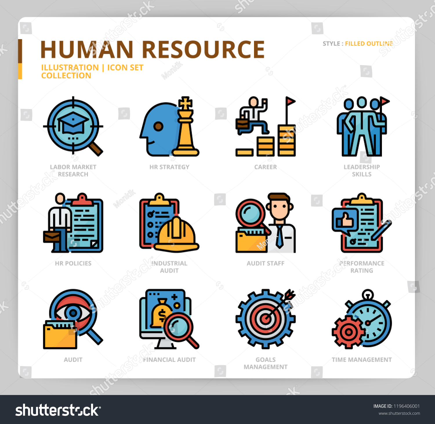 Human Resource Icon Set Stock Vector (Royalty Free) 1196406001