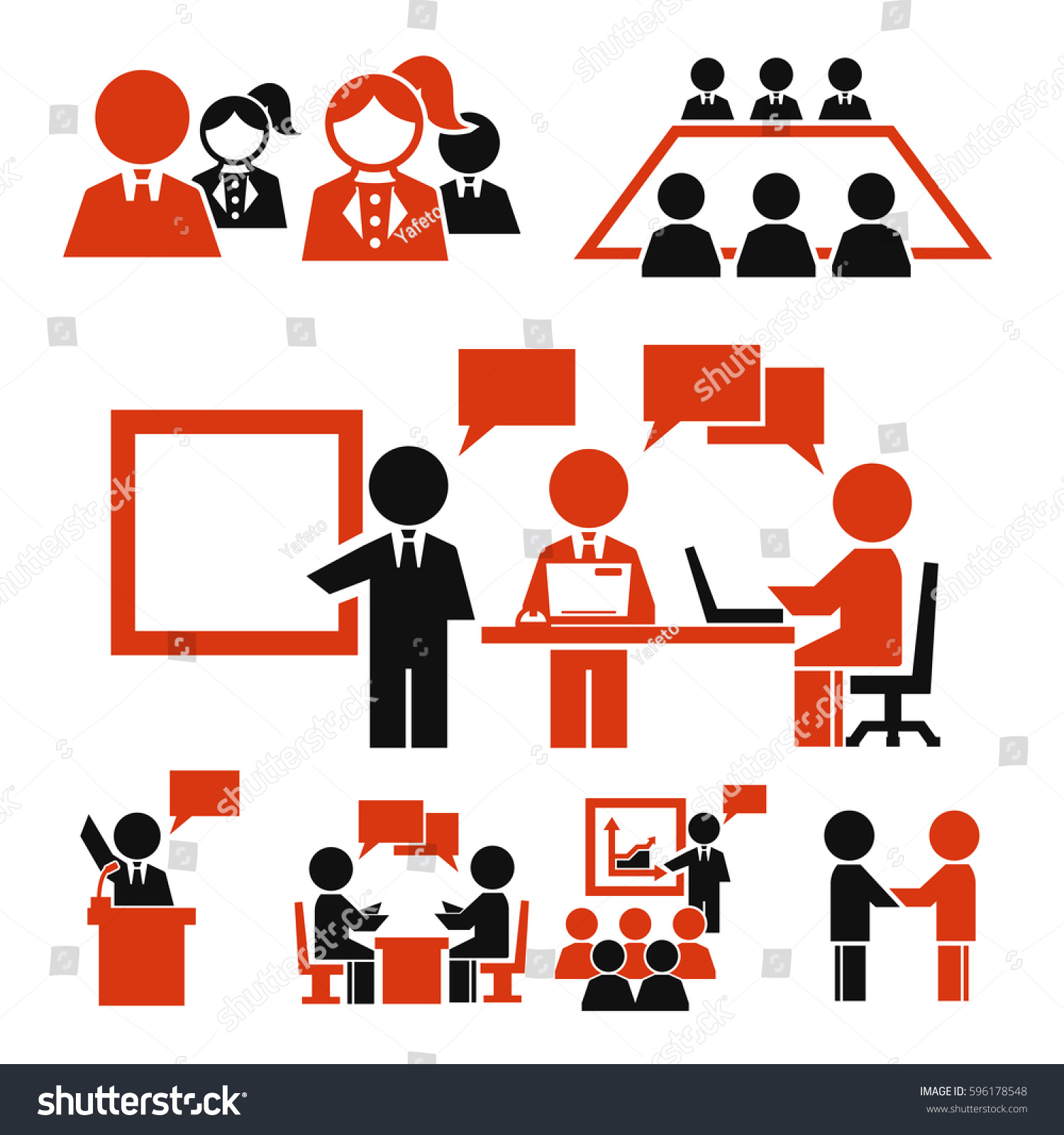 Human Resources Communication Community Icon Set Stock Vector (Royalty ...