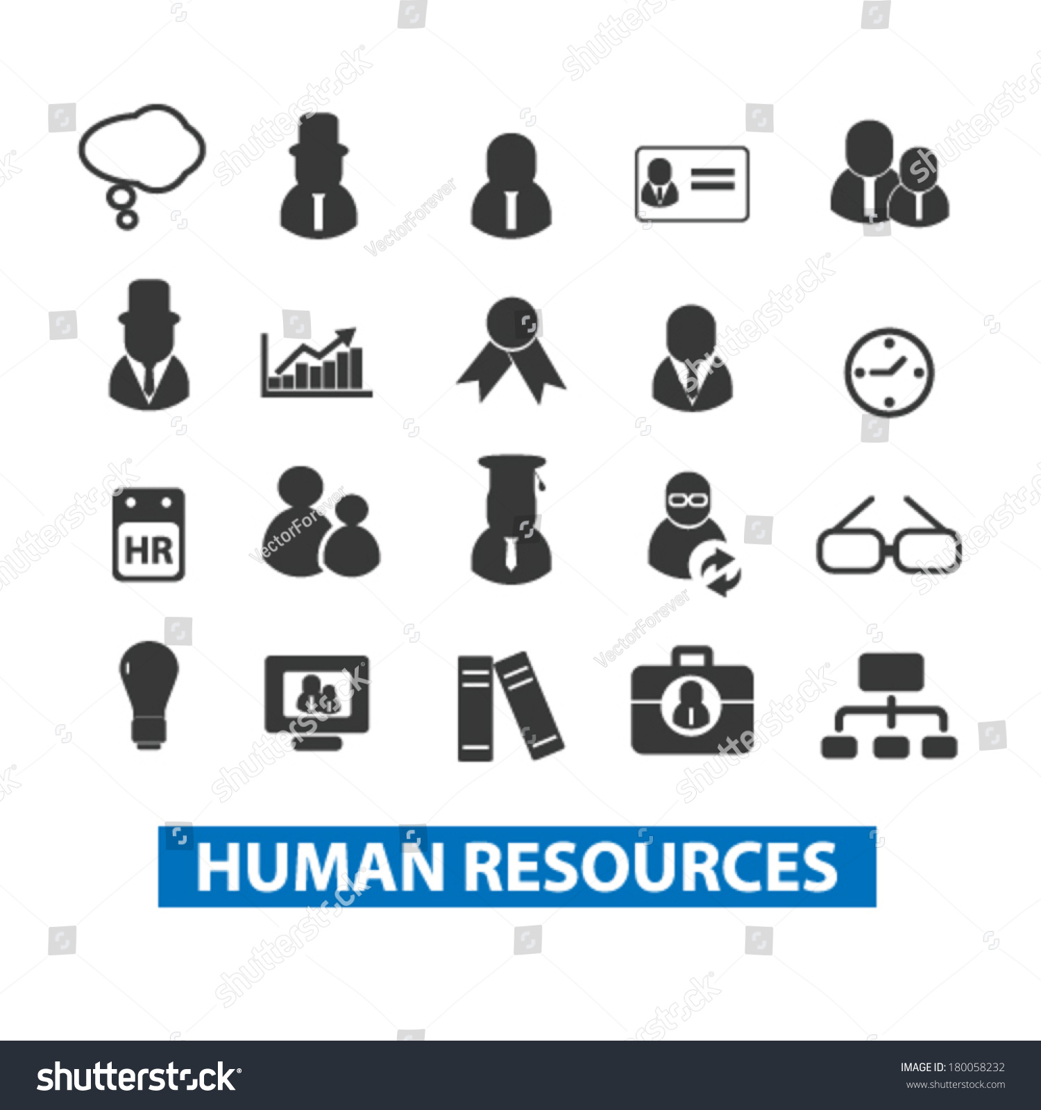 Human Resources Management Icons Set Vector Stock Vector (Royalty Free ...