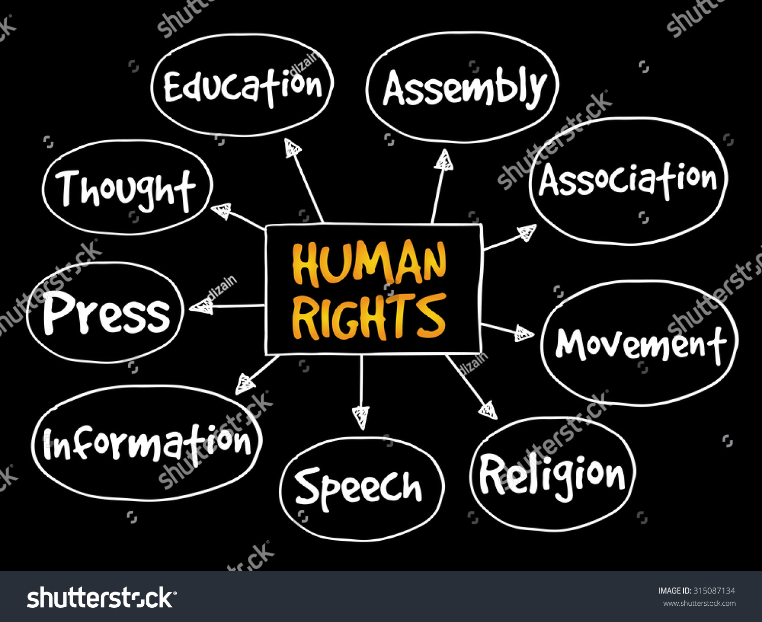 Human Rights Mind Map Hand Drawn Stock Vector (Royalty Free) 315087134 ...