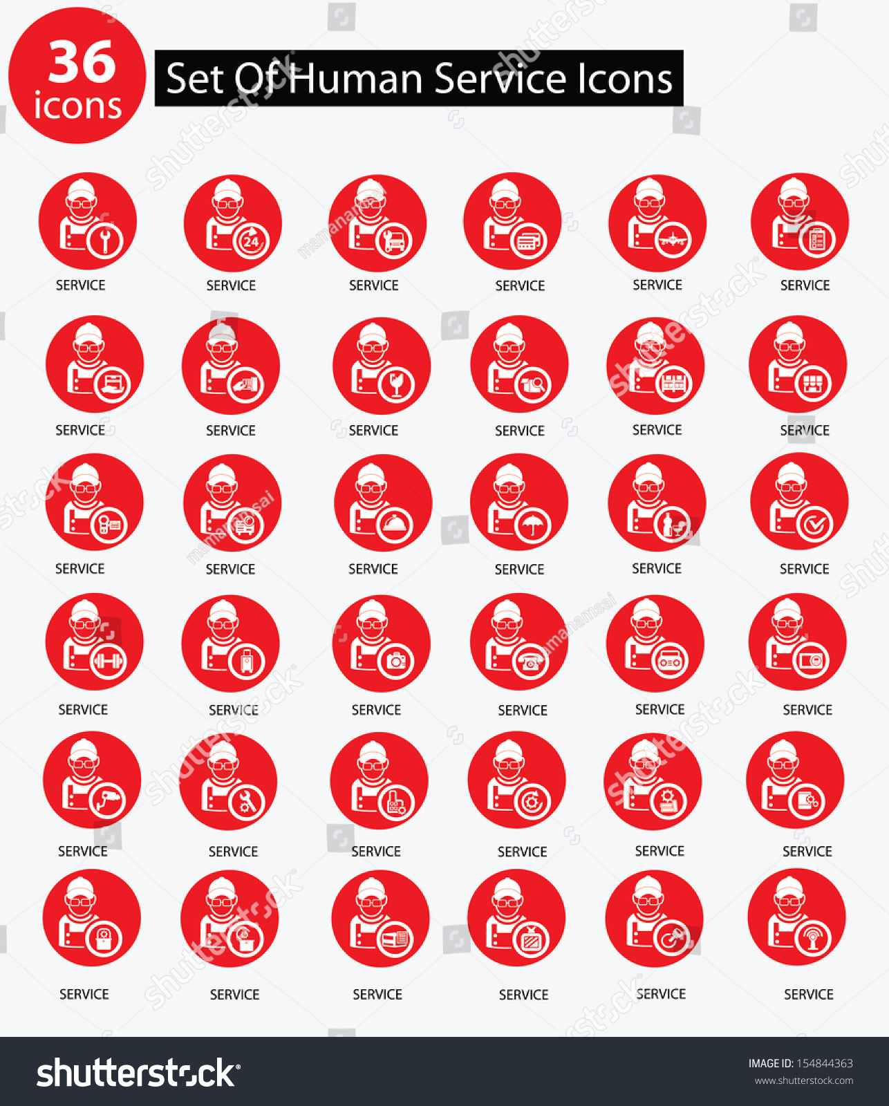 Human Service Iconsred Versionvector Stock Vector (Royalty Free ...