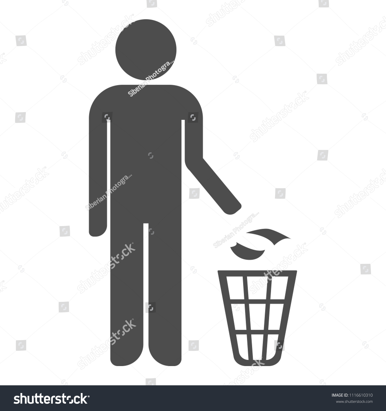 Human Silhouette Throwing Garbage Into Trash Stock Vector (Royalty Free ...