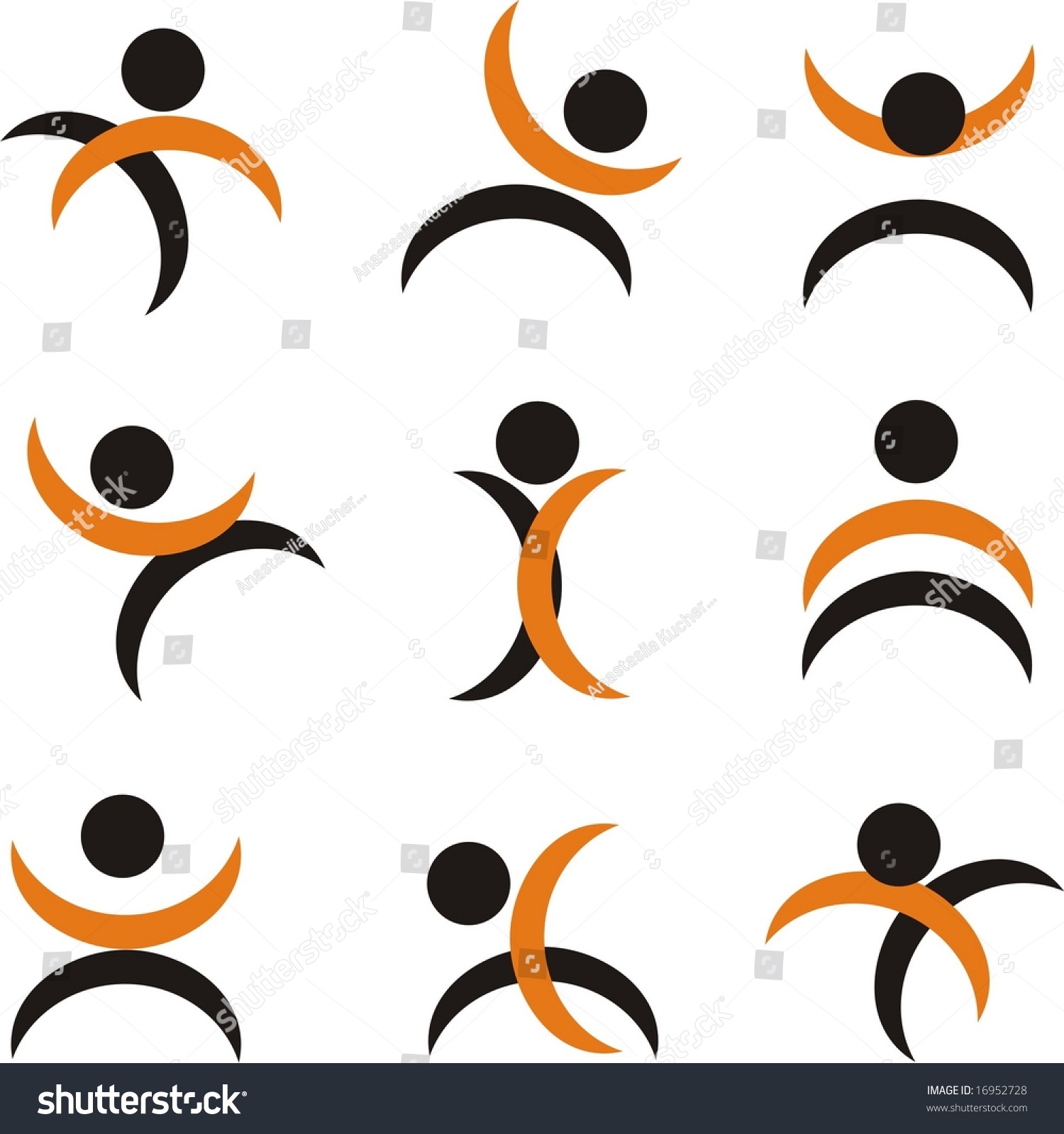 Human Silhouettes Logos: vector de stock (libre de regalías) 16952728