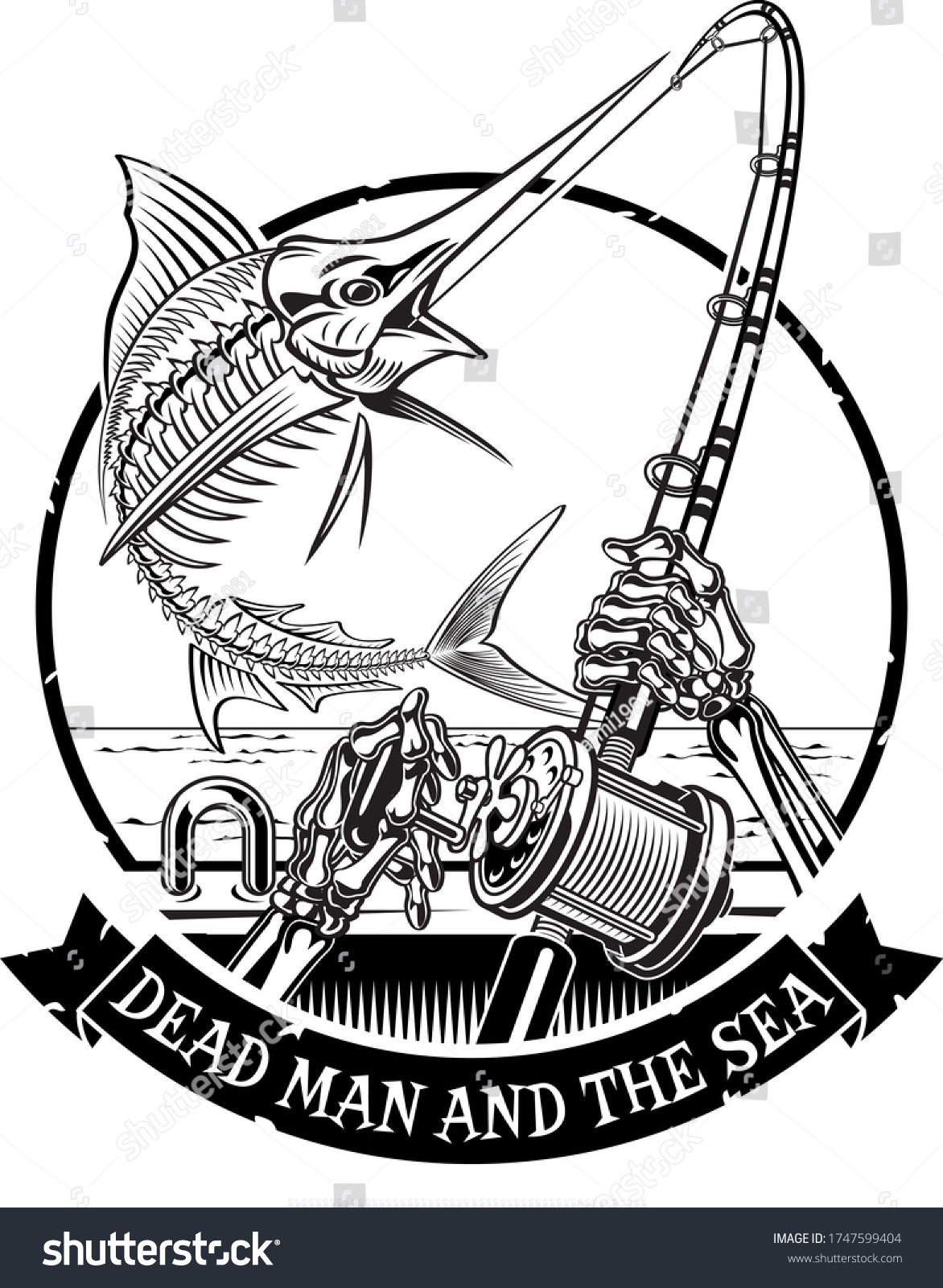 Human Skeleton Fighting Skeleton Marlin Stock Vector (Royalty Free ...