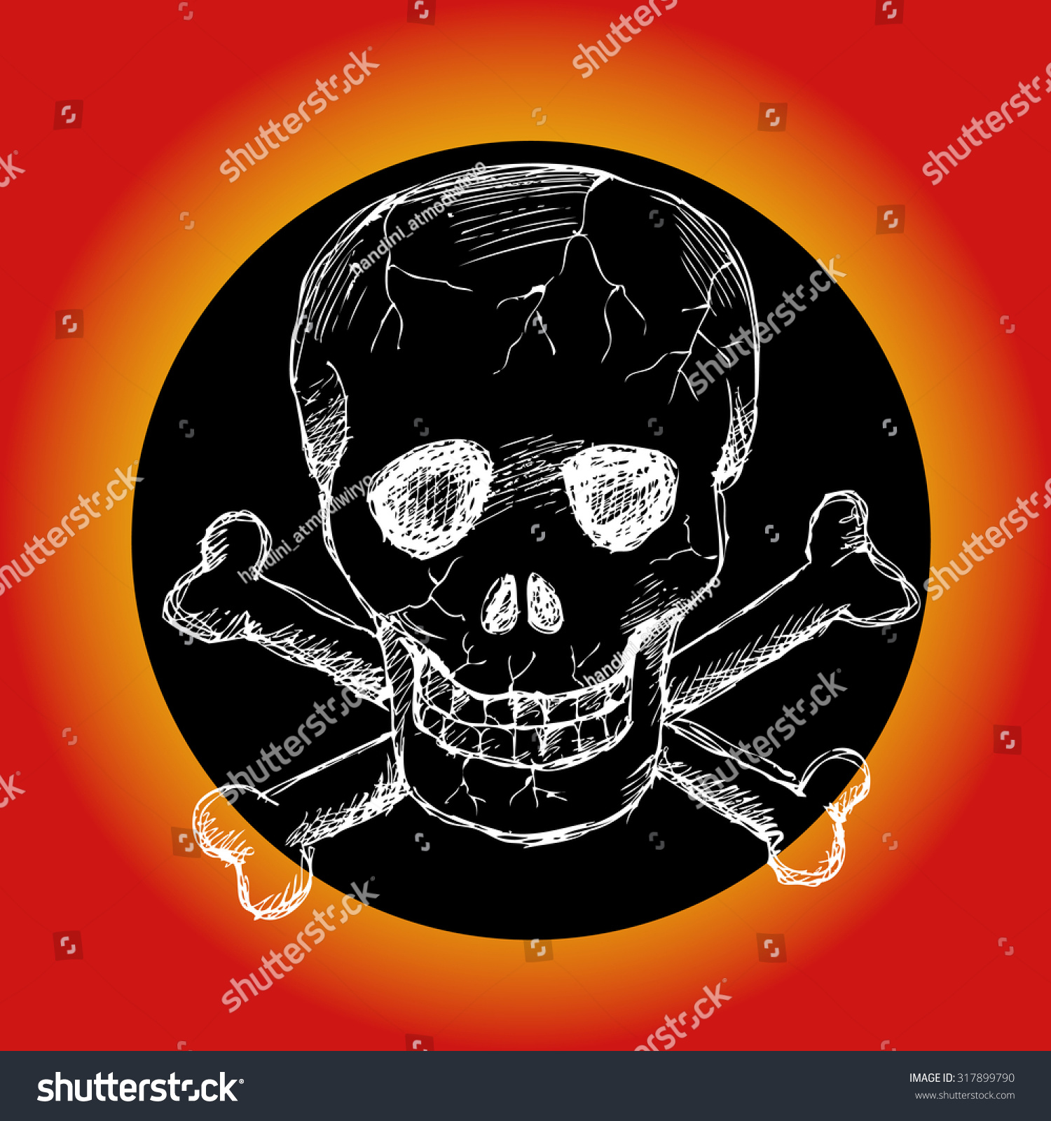 Human Skull Crossbones Drawing Stock Vector (Royalty Free) 317899790