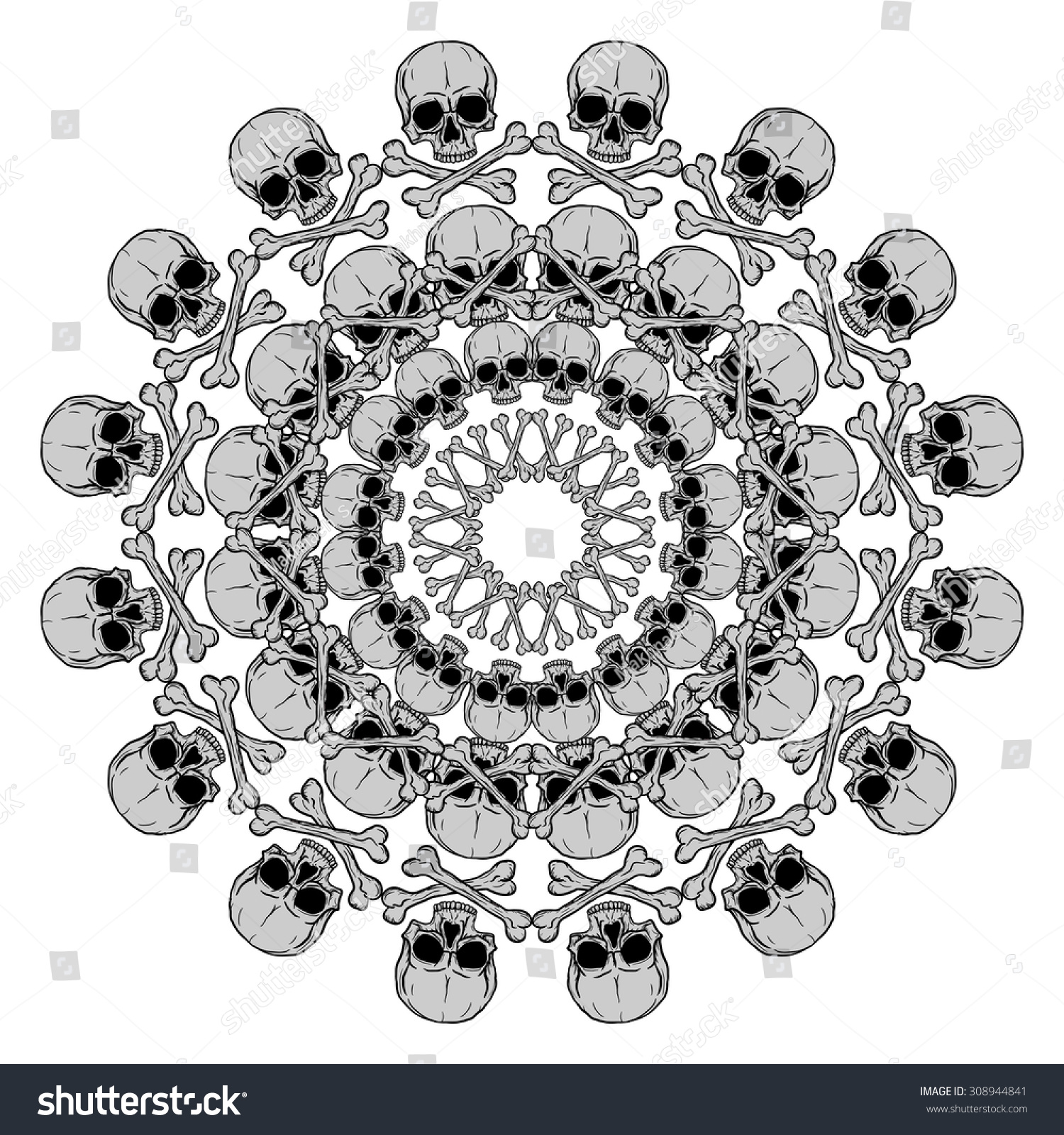 Human Skull Circular Pattern Isolated On Stock Vector (Royalty Free ...