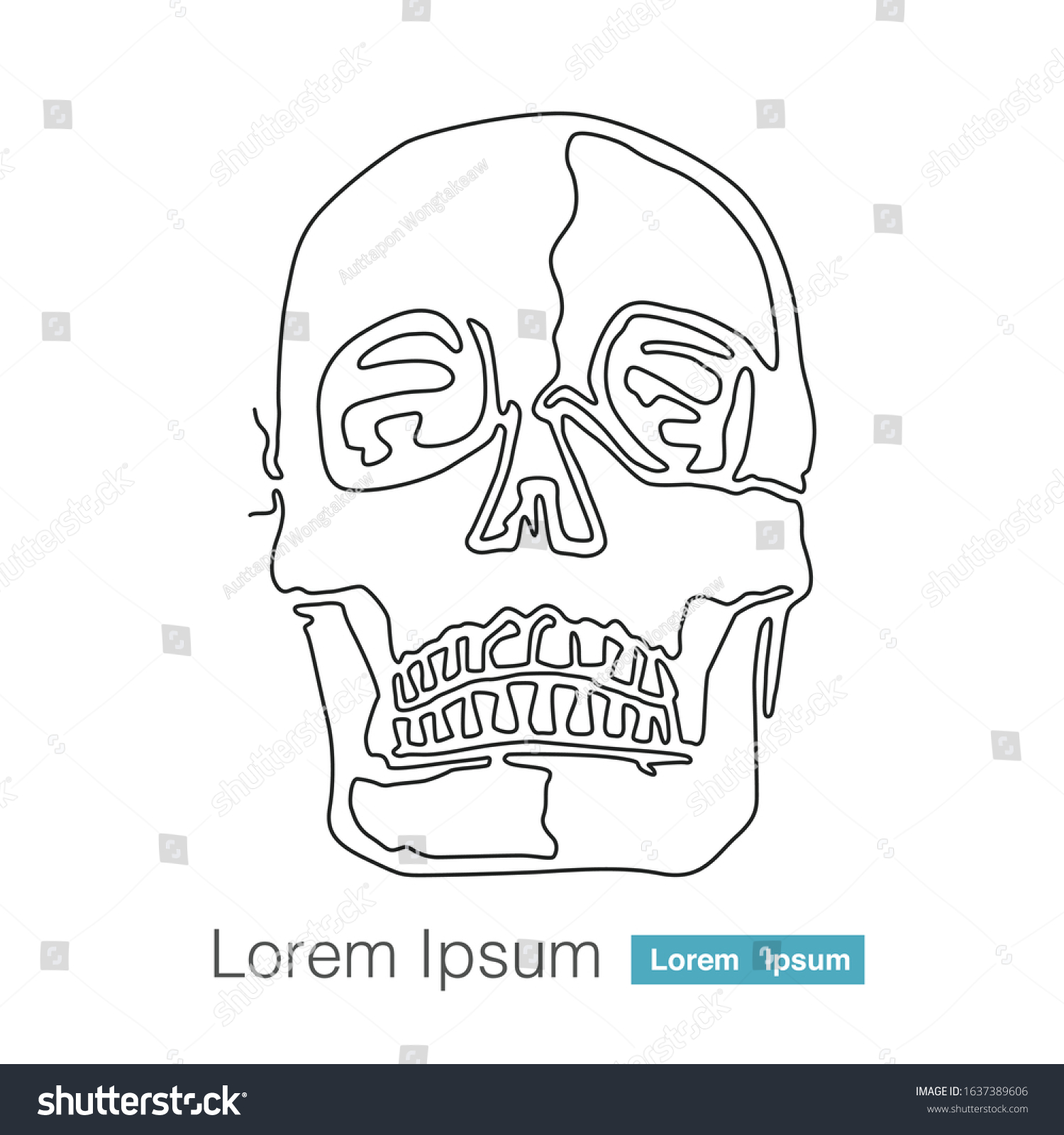 Human Skull Front View Single Continuous Stock Vector (Royalty Free ...